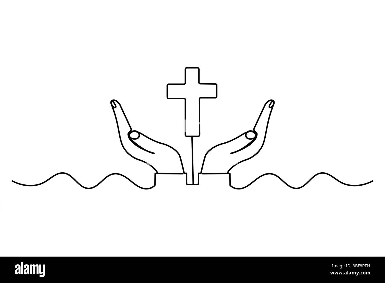 Minimalist Christian icon of three crosses outline Stock Vector Image ...