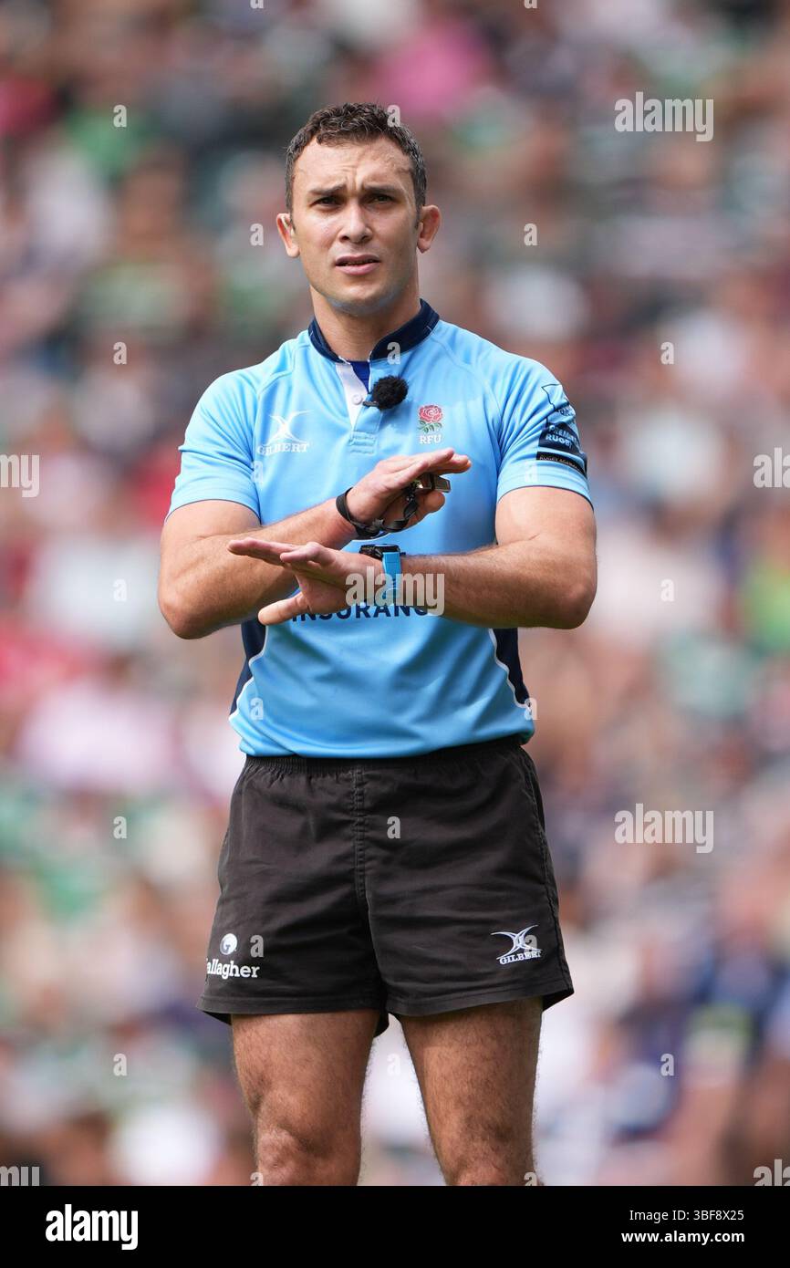 Referee Adam Leal during the Gallagher Premiership match at Mattioli ...