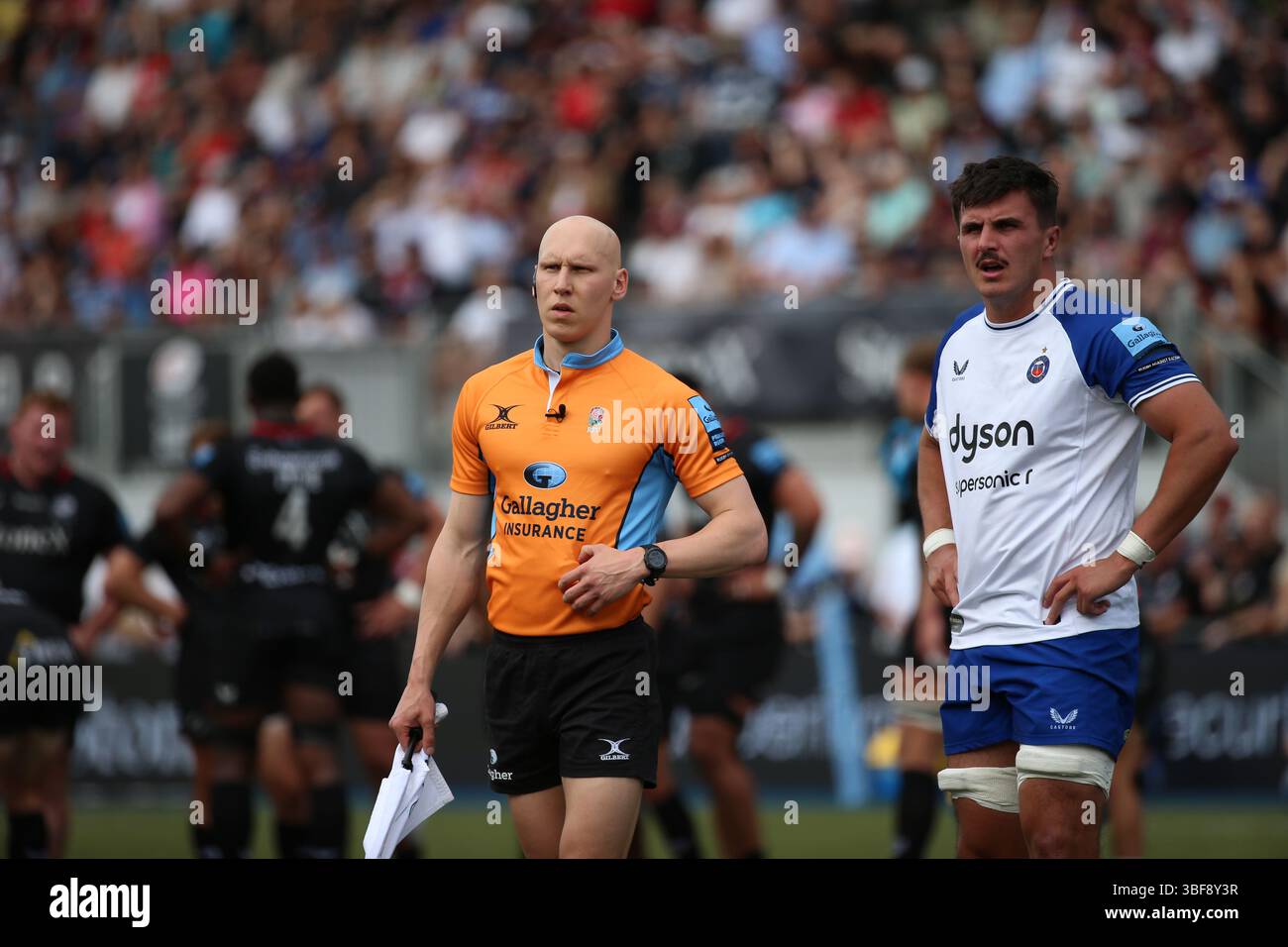 London, England, UK. 31st May, 2025. Referee George Selwood with Bath ...