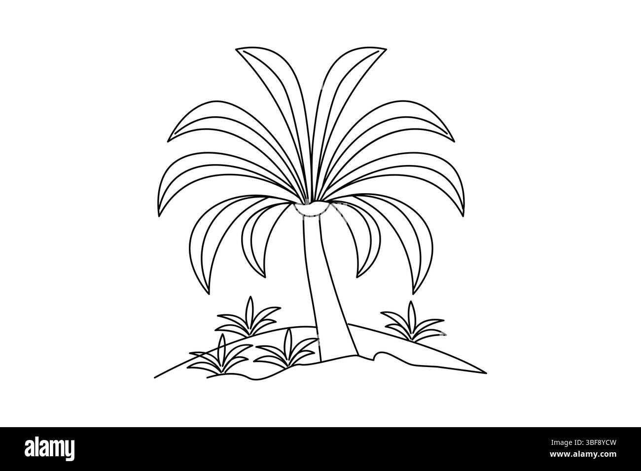 Palm tree continuous line drawing and minimalist style isolate outline ...