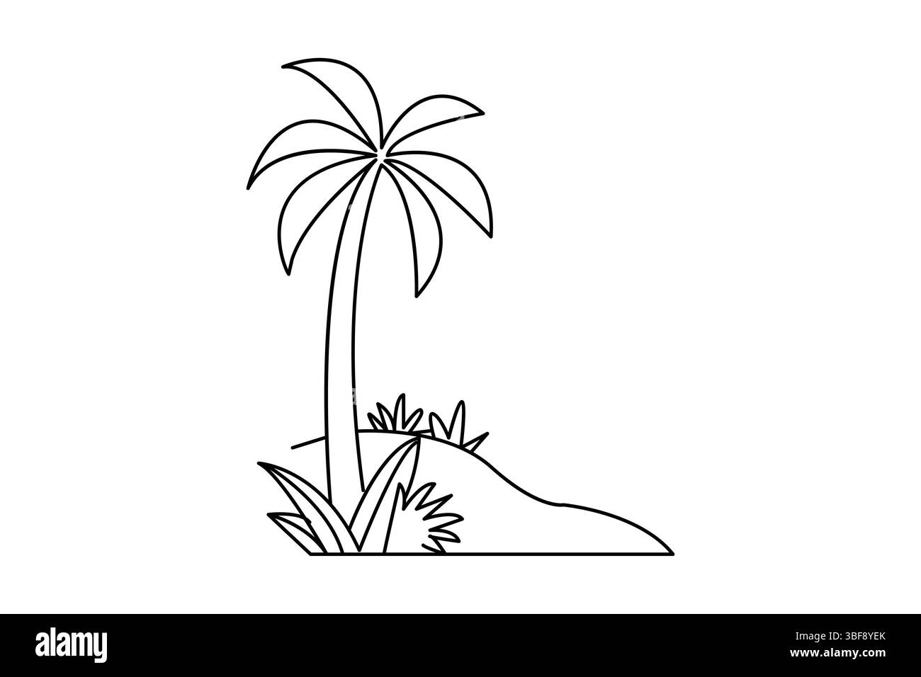 Palm tree continuous line drawing and minimalist style isolate outline ...