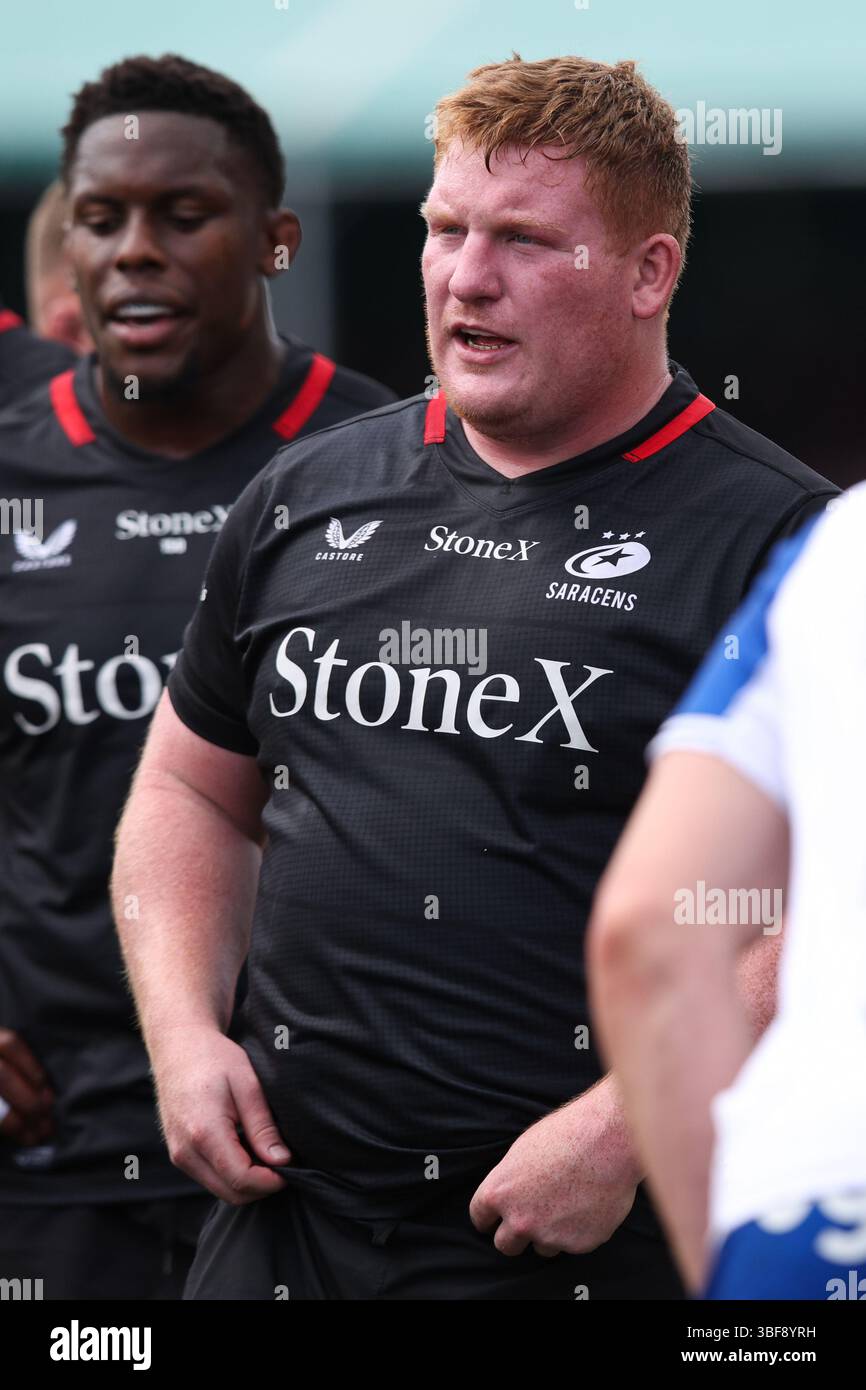LONDON, UK - 31st May 2025: Rhys Carre of Saracens during the ...