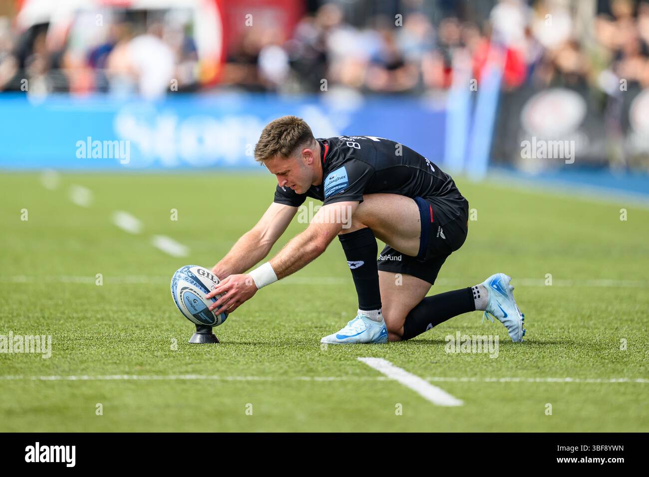 LONDON, UNITED KINGDOM - May 31: Fergus Burke of Saracens takes a ...