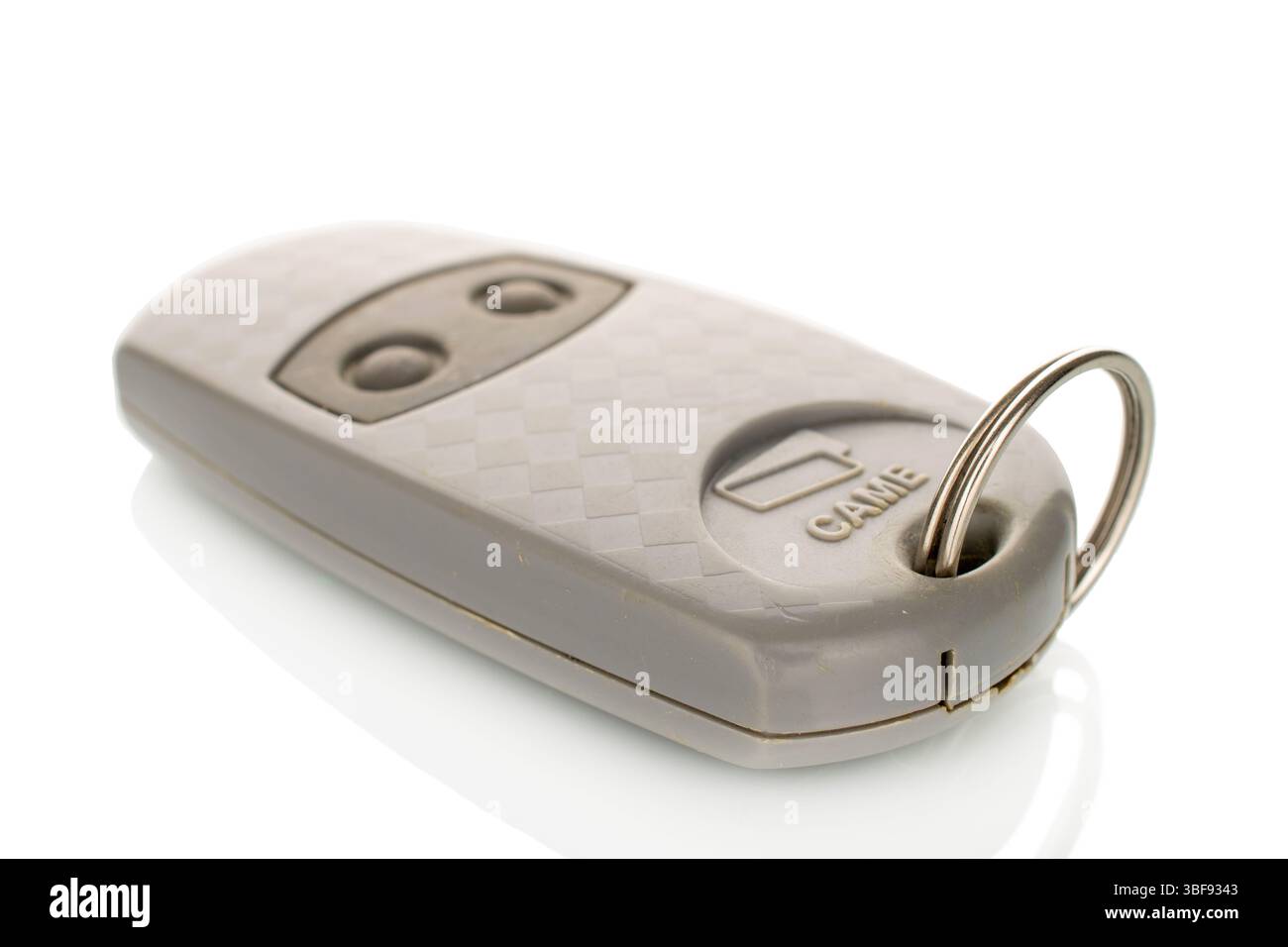 One remote control for opening a gate, close-up, on a white background ...