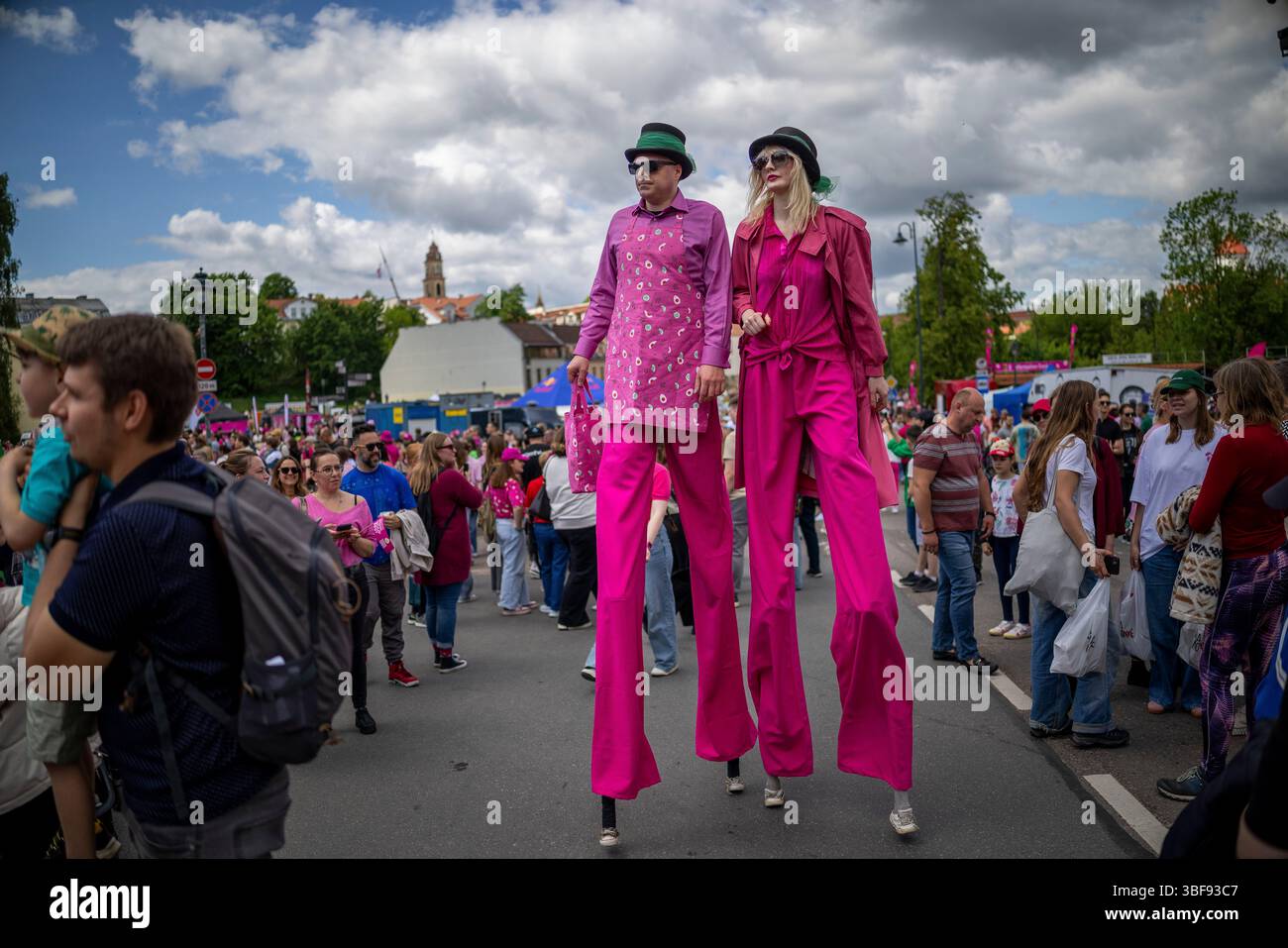 Visitors take part in the Pink Soup Fest festival celebration in ...