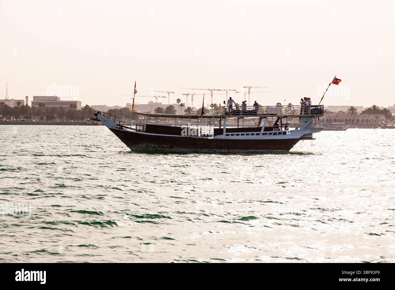 Cruise on traditional Dhow boat in Doha in a summer day, Qatar Stock ...