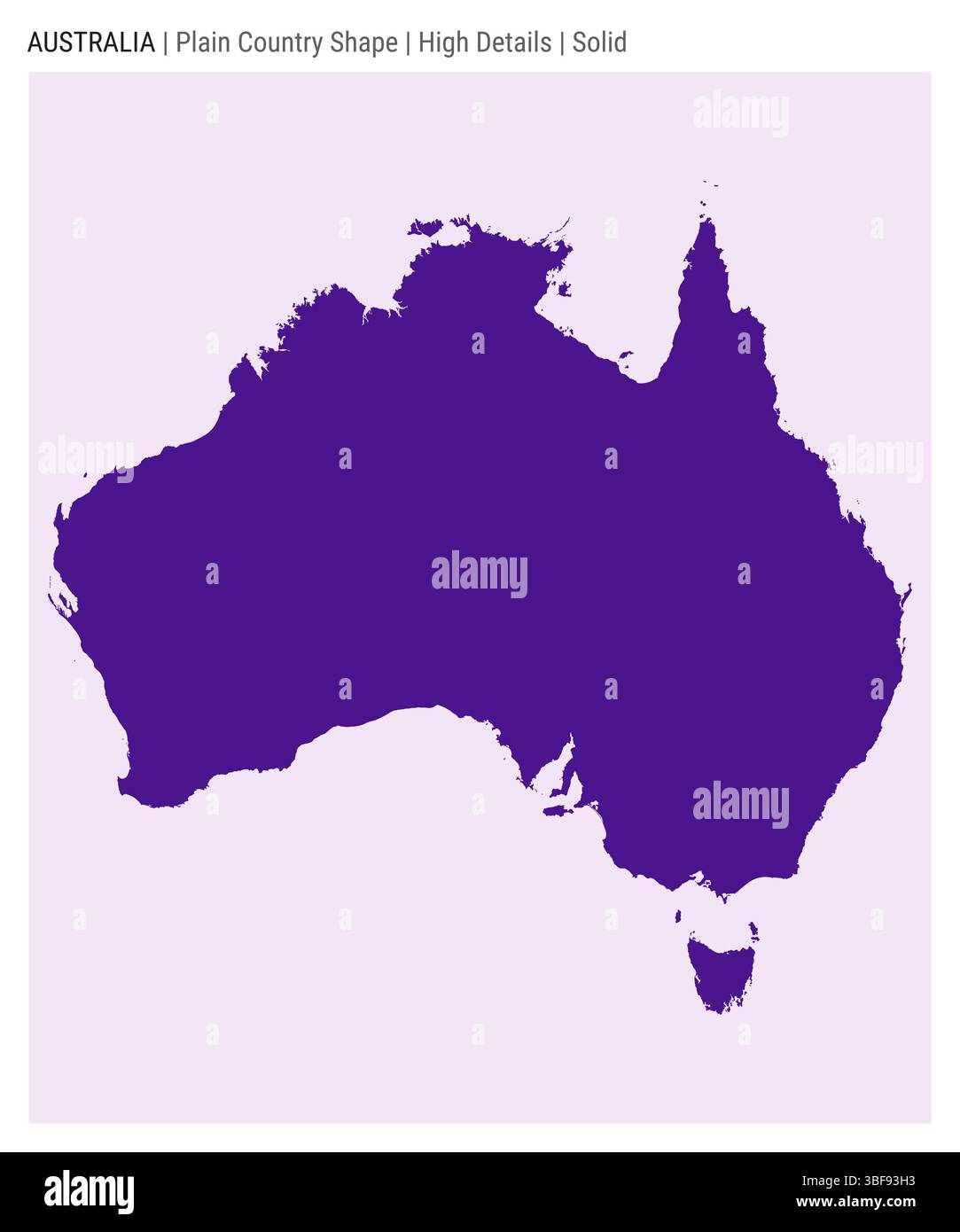 Australia plain country map. High details. Solid style. Shape of ...