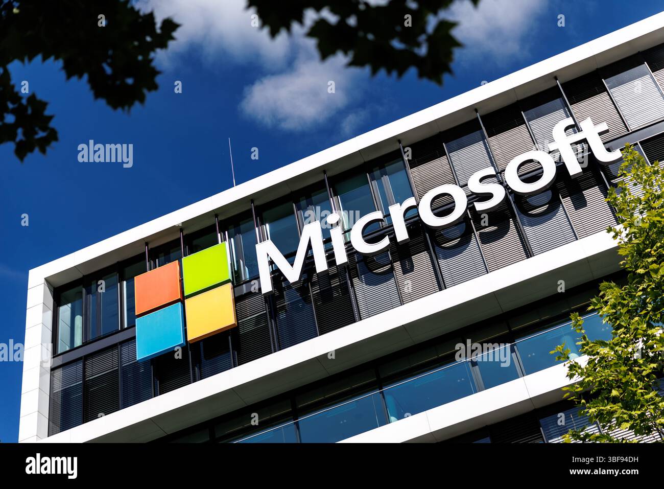 Munich, Germany. 30th May, 2025. The Microsoft logo and lettering can ...