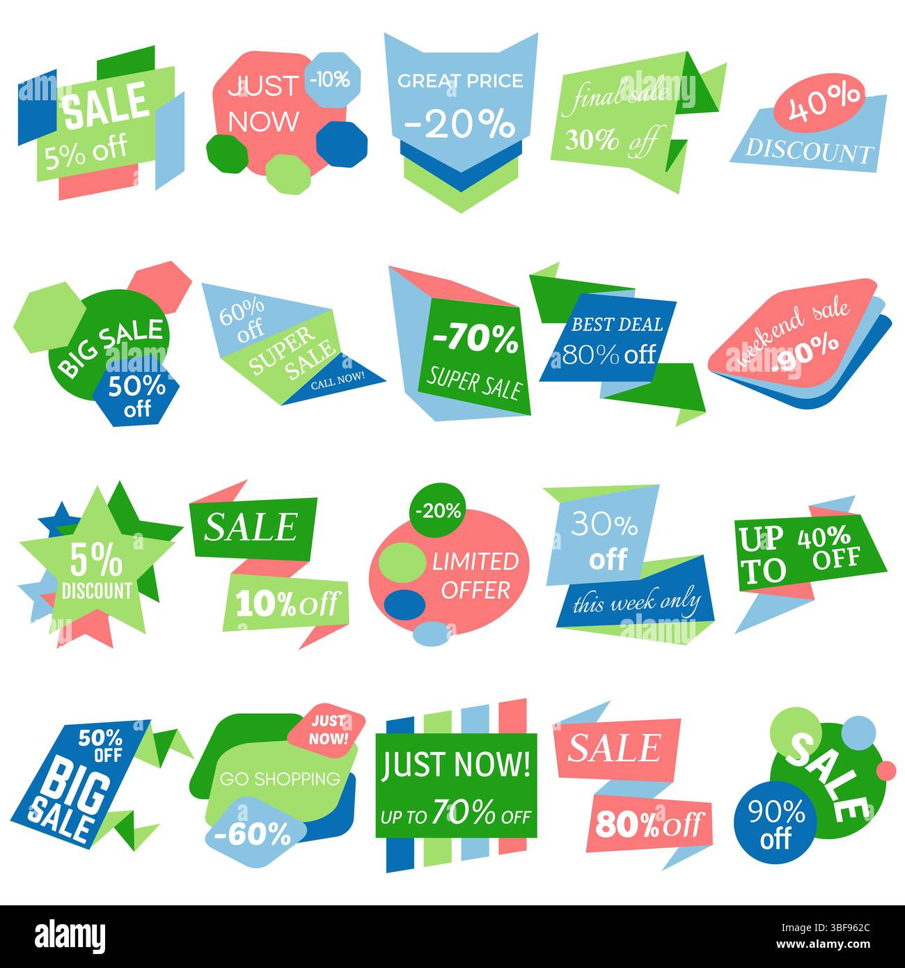 Set of Sale Discount Labels, Tags, Emblems. Web collection of stickers ...