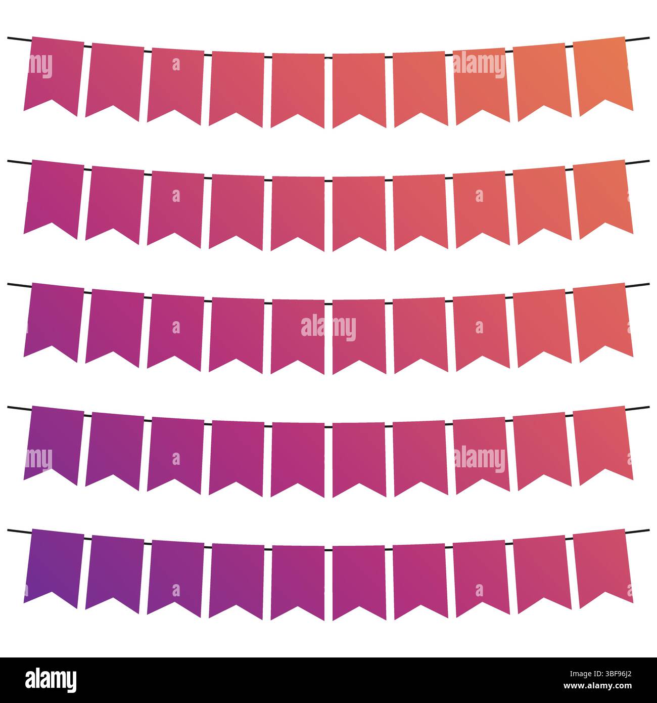 Colorful flags and bunting garlands for decoration. Decor elements with ...