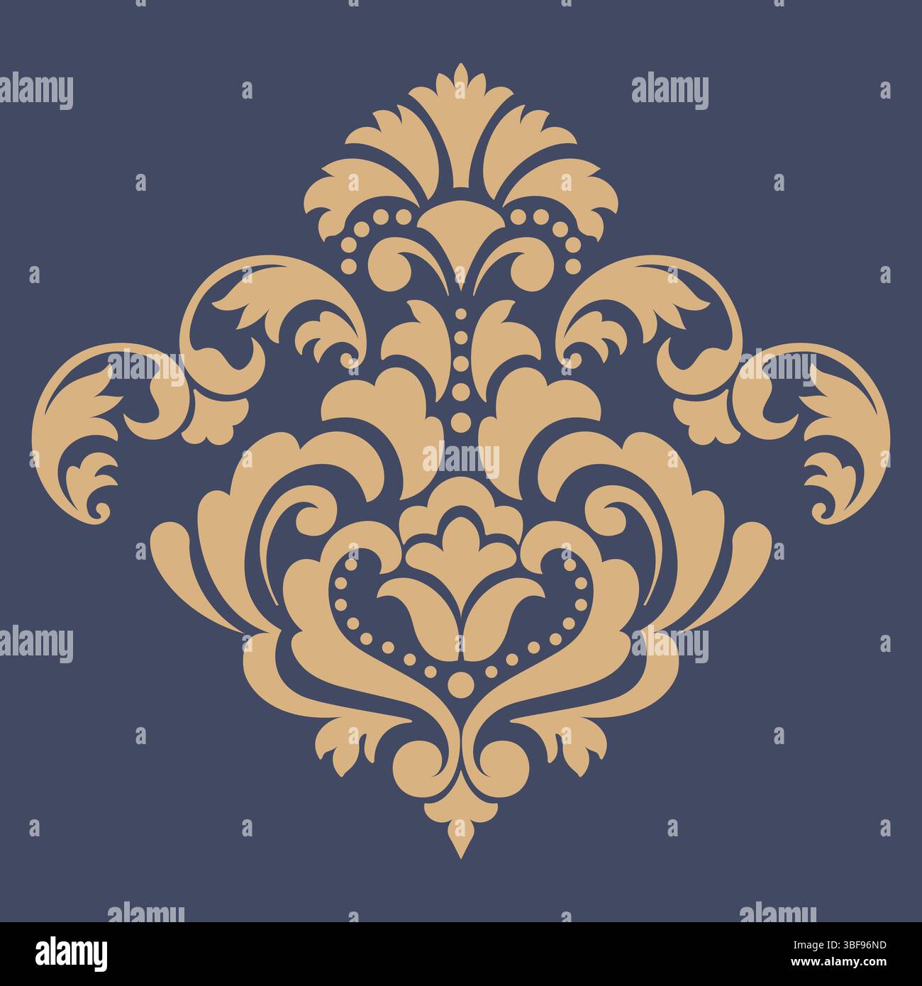 Vector damask stencil element. Floral baroque ornament pattern design ...