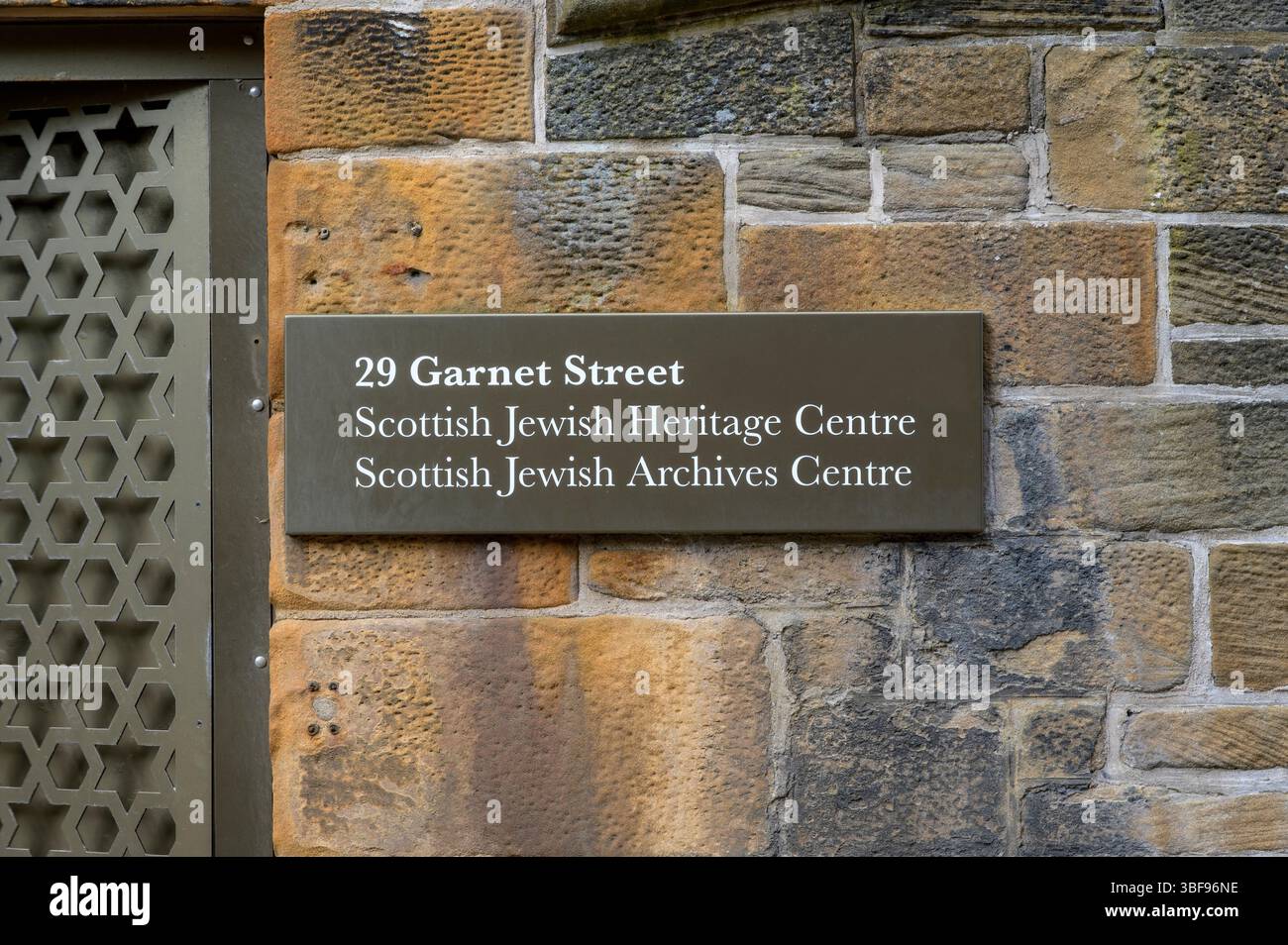 Sign at the entrance to the Scottish Jewish Heritage and Archives ...