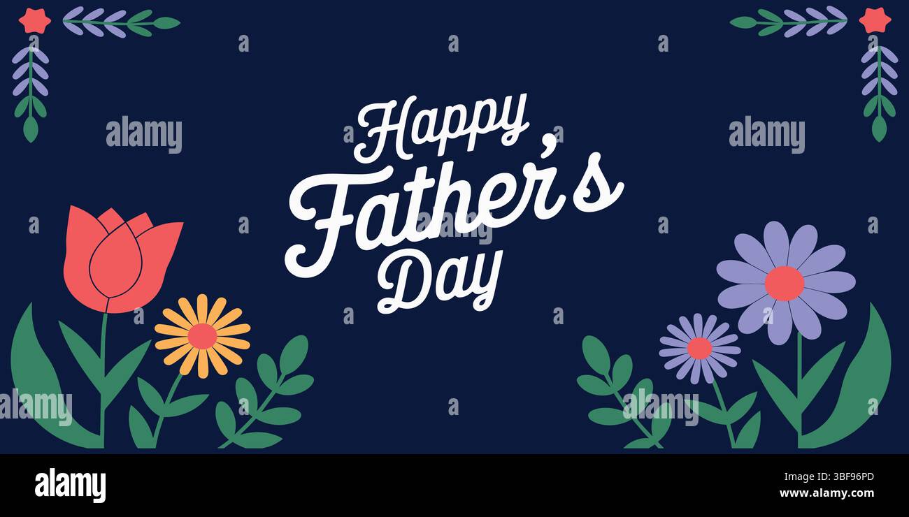 Happy Father's Day Greeting Card with Flowers – Festive Floral Design ...