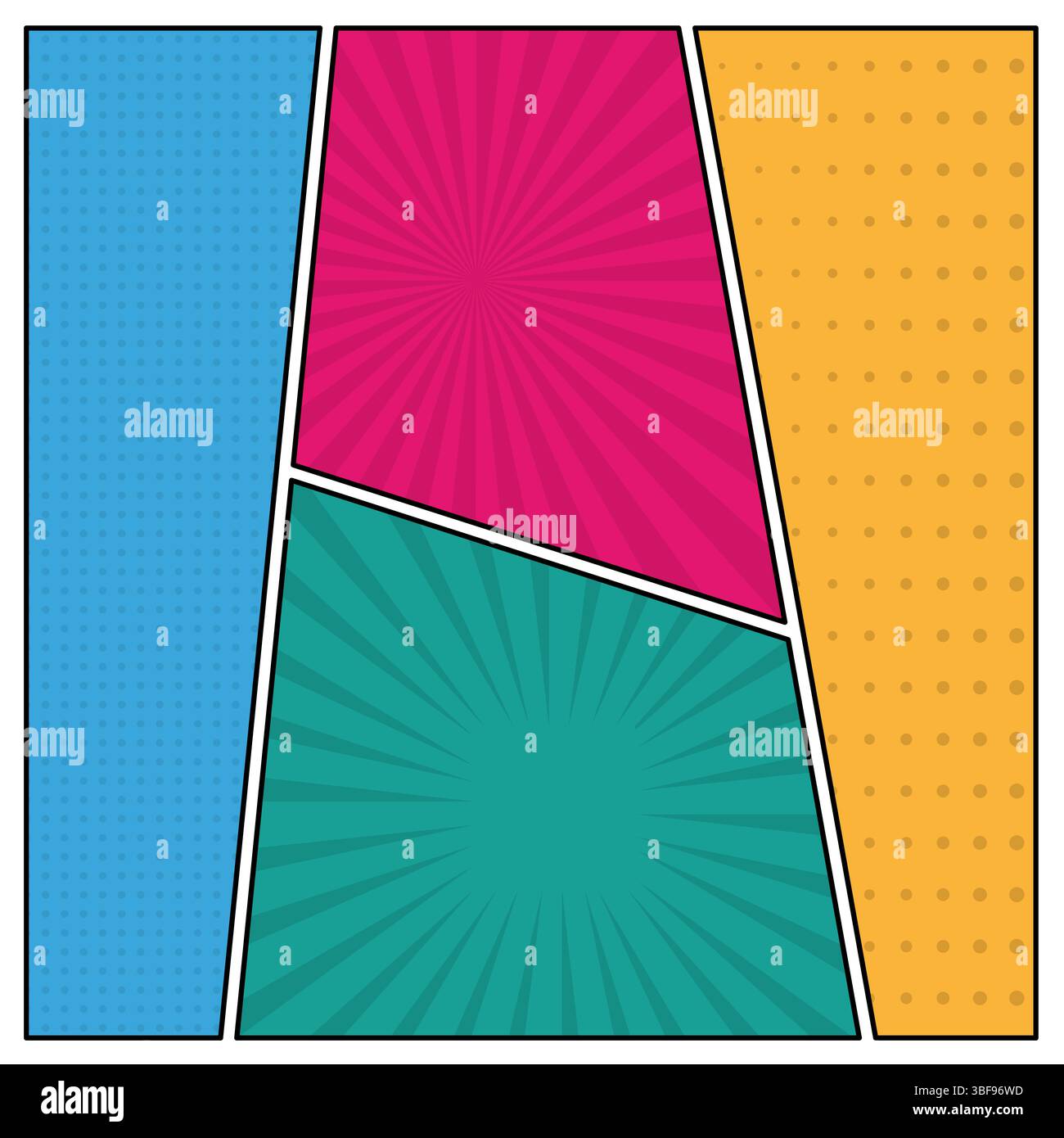 Colorful comic book page background in pop art style. Empty template ...