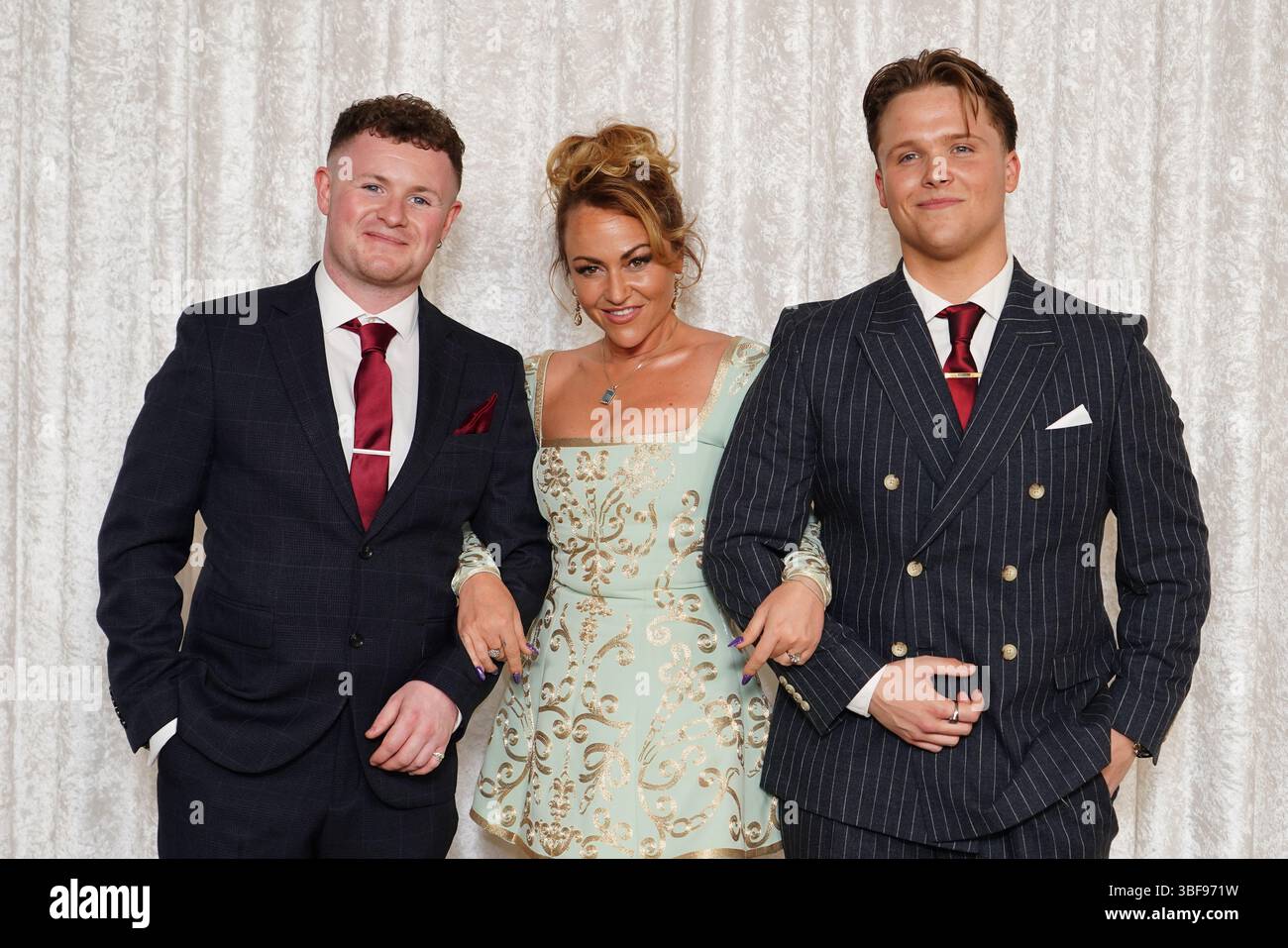(left to right) Daniel Delaney, Jaime Winstone and Teddy Jay attending the British Soap Awards ...