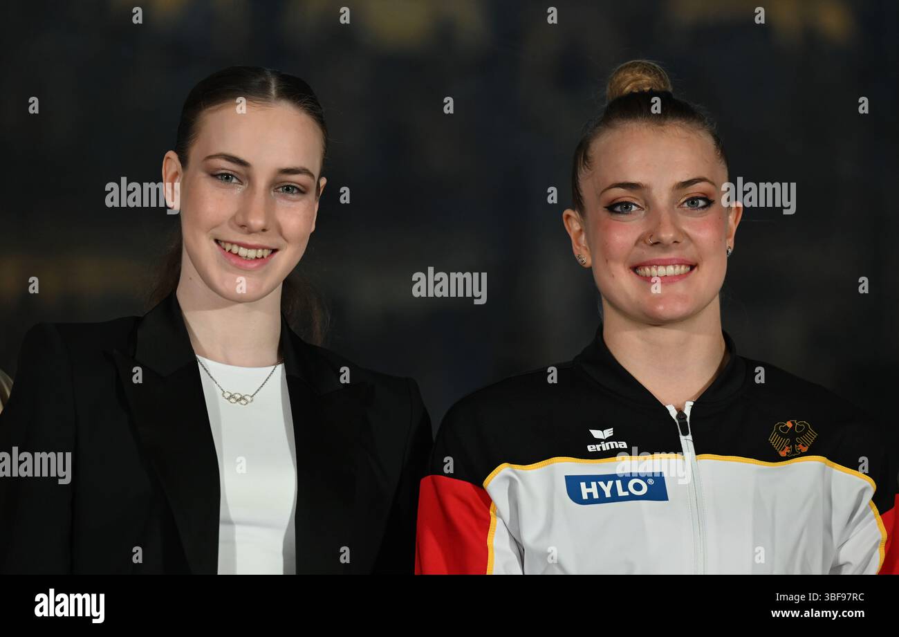 31 May 2025, Saxony, Leipzig: The gymnasts, Olympic champion Darja ...