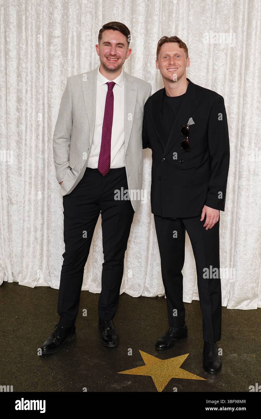 Tony Clay and Jamie Borthwick attending the British Soap Awards 2025 at ...