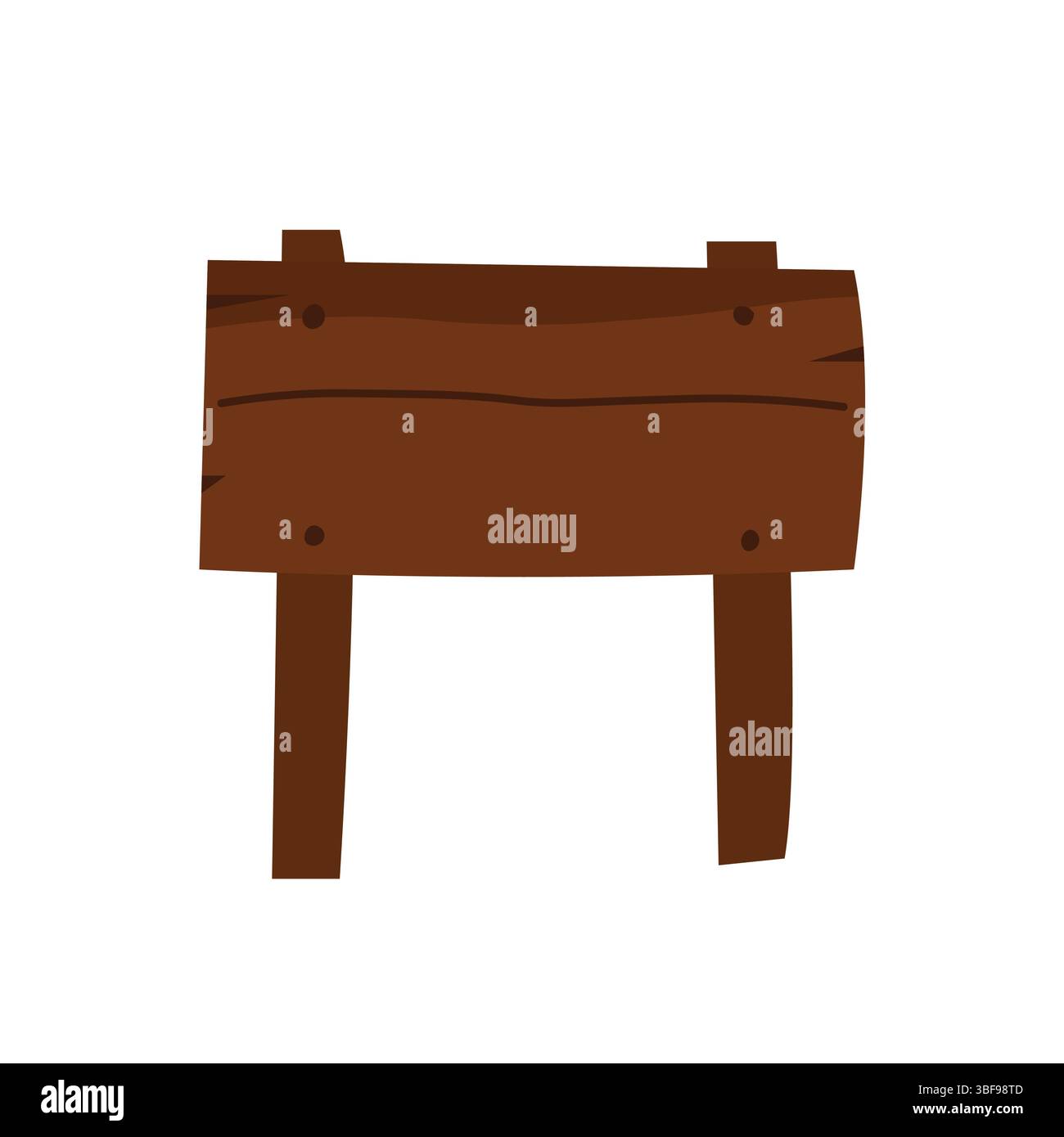 Empty wooden sign board on two posts, rustic cartoon style, vector ...