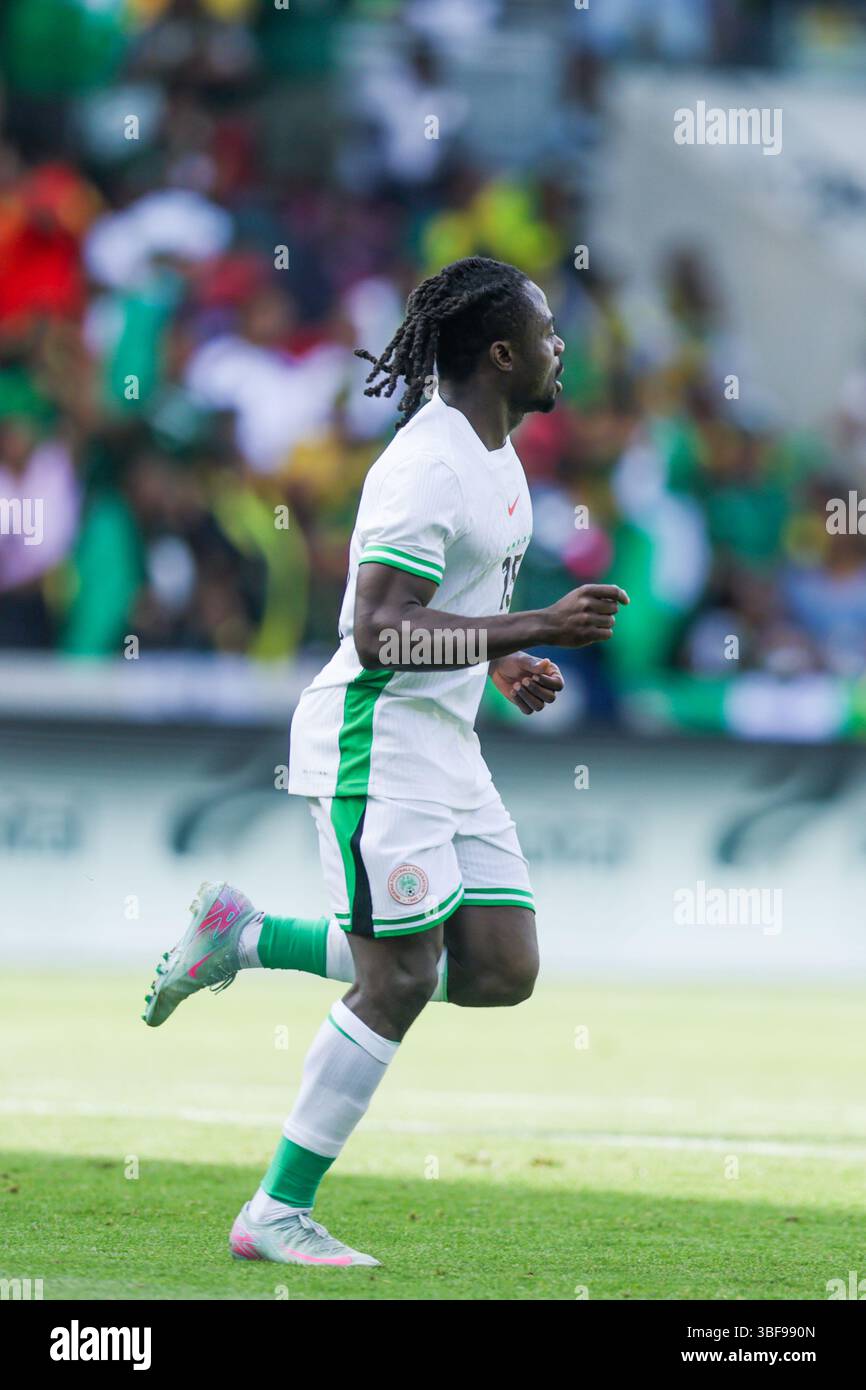 Brentford, England, 31st May, 2025, Moses Simon celebrates scoring ...