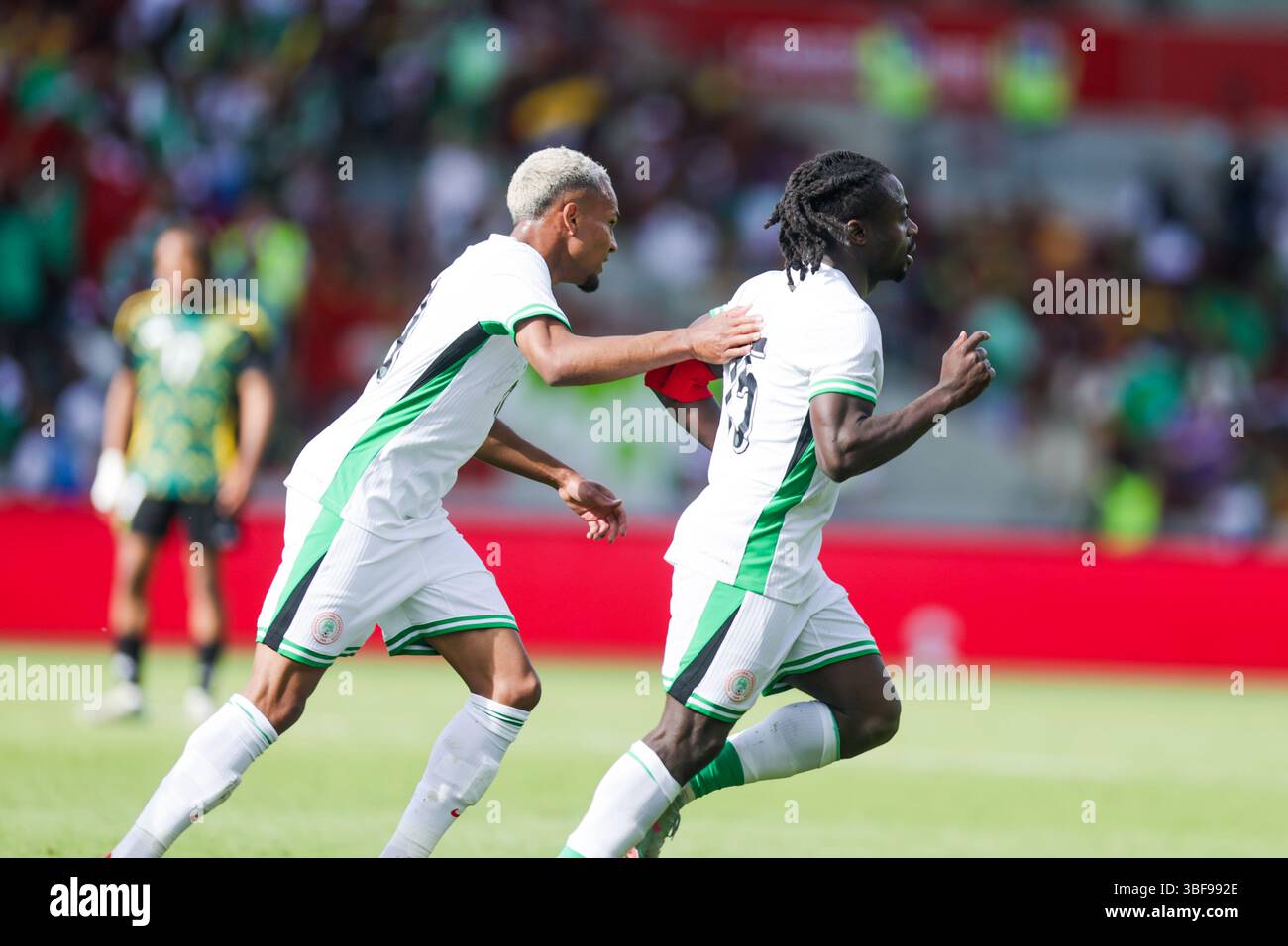 Brentford, England, 31st May, 2025, Moses Simon celebrates scoring ...