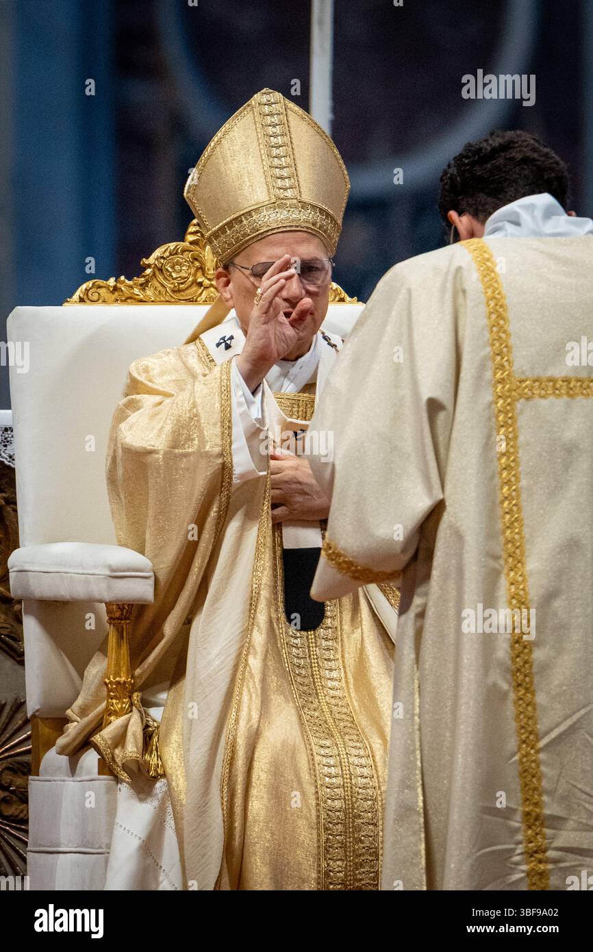 Vatican, Vatican. 31st May, 2025. Pope Leo XIV delivers his blessing during the Holy Mass on the ...