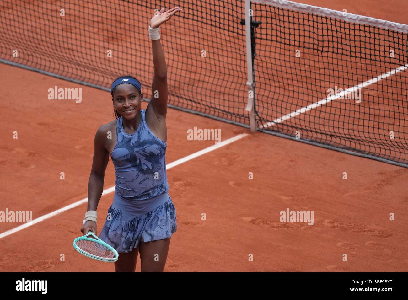 Coco Gauff of the U.S. celebrates beating Marie Bouzkova of the Czech ...