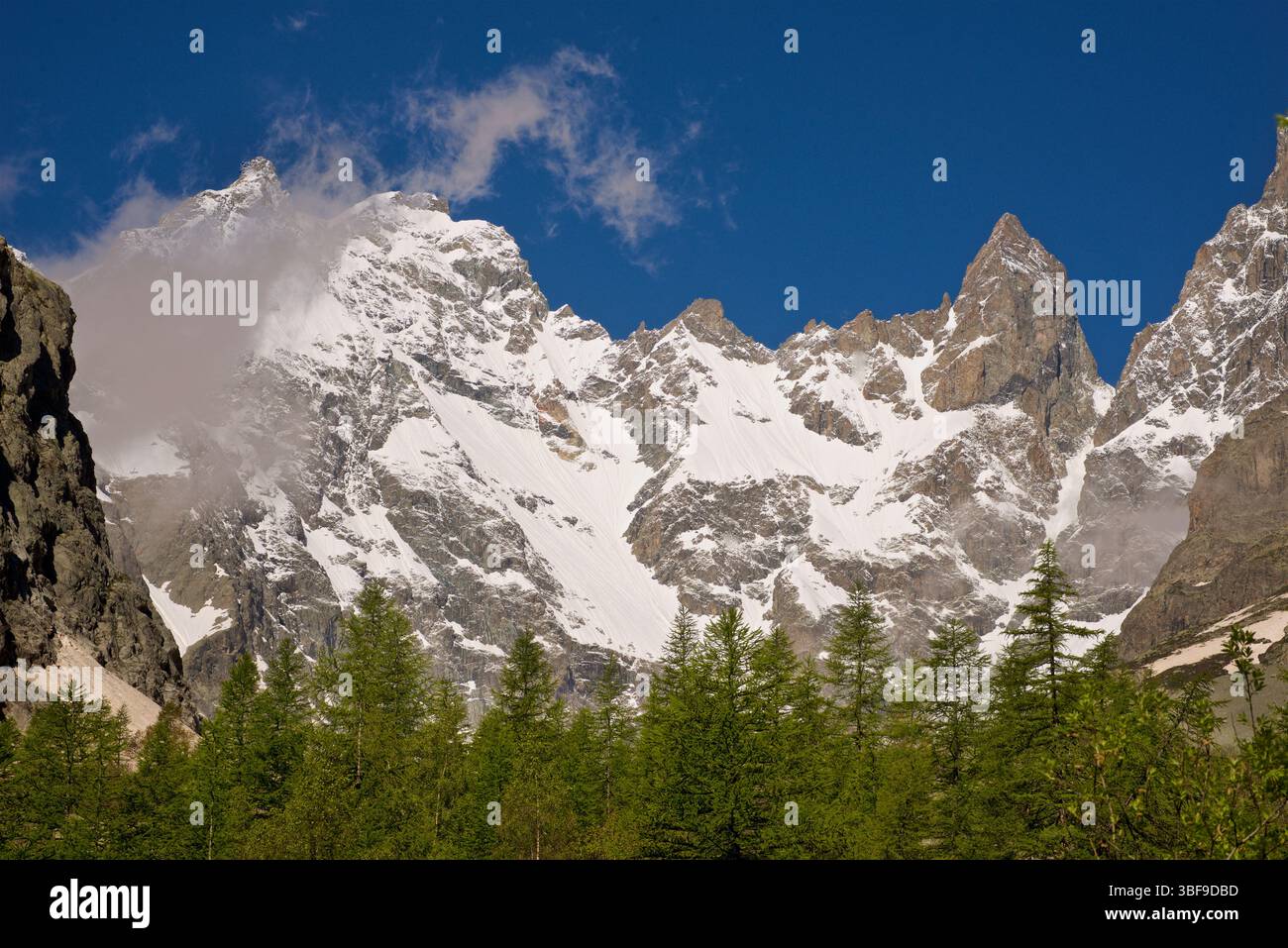 Le Fifre - jagged peak on the right, 3680m. Pic Coolidge left and Barre ...