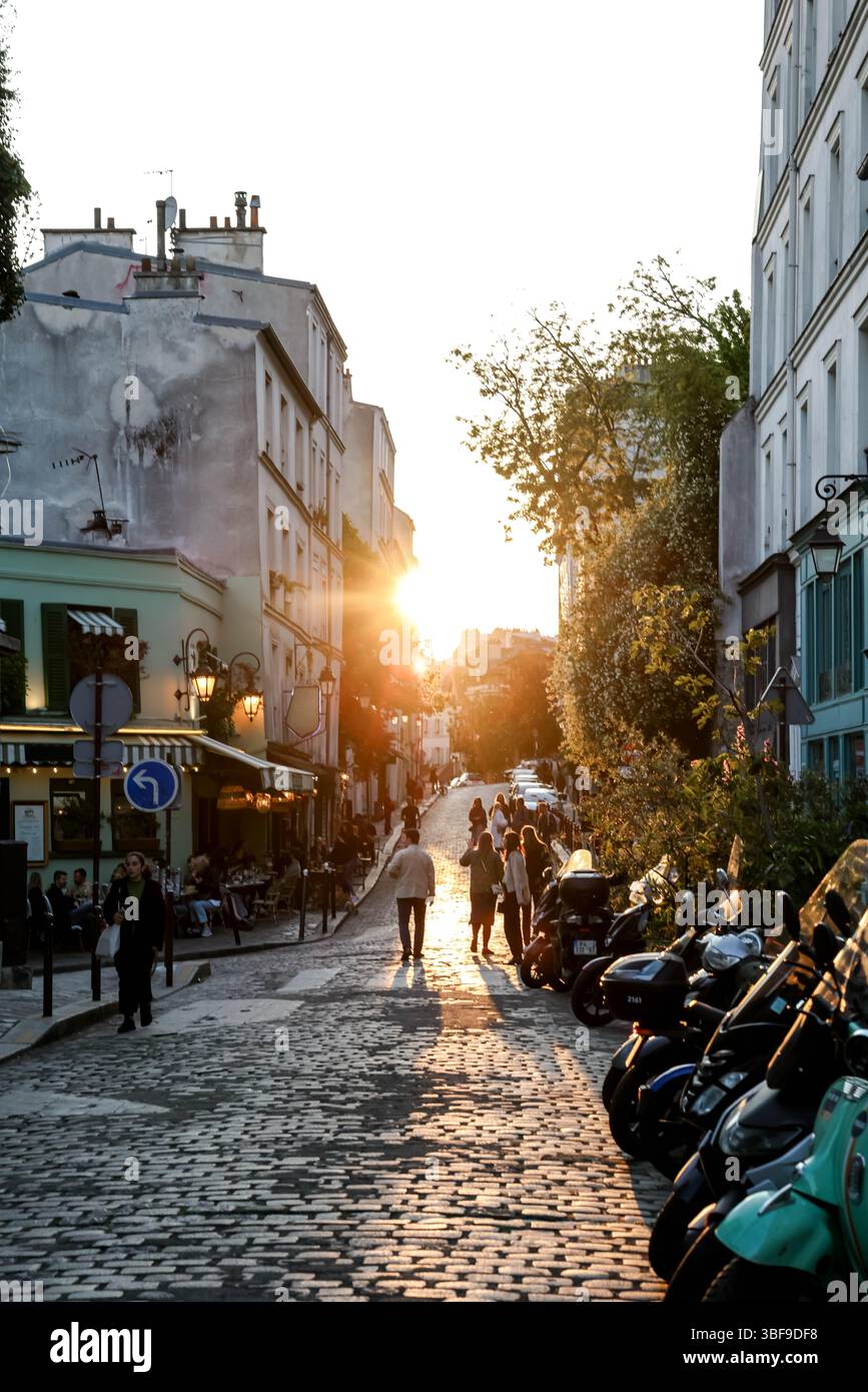 Capturing the magical golden hour in Paris, this image features a ...