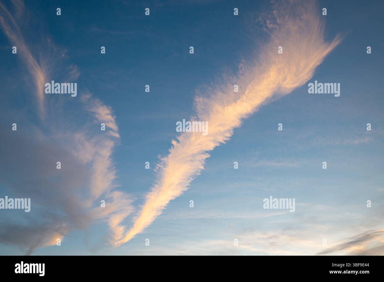 Nice example of a feather cloud, cirrus fibratus Stock Photo - Alamy