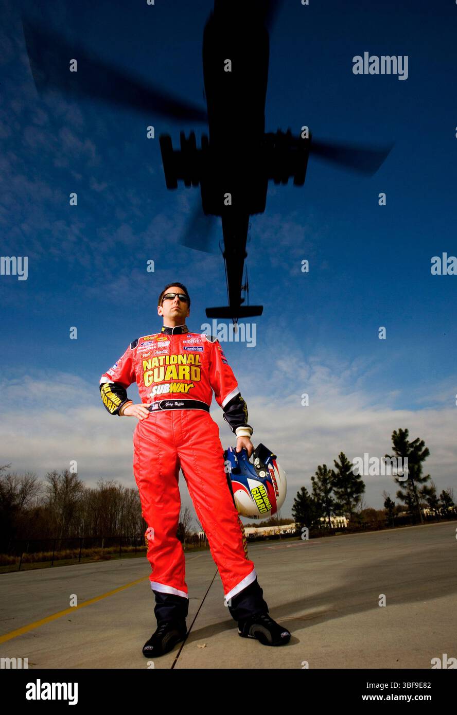 Concord, Nc, USA. 21st Dec, 2005. Greg Biffle and an Apache helicopter ...