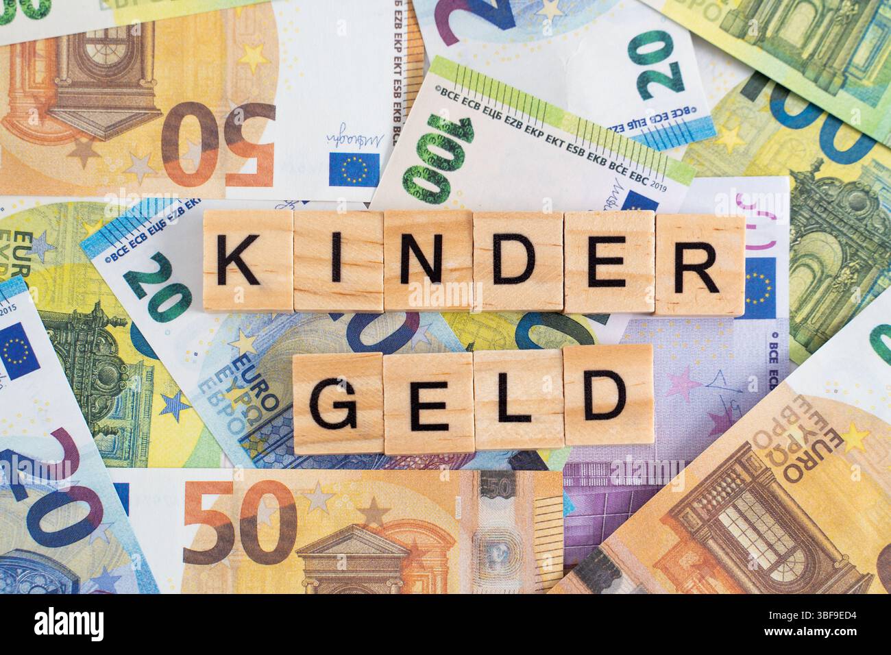 Bavaria, Germany - May 31, 2025: The word KINDERGELD made of wooden ...