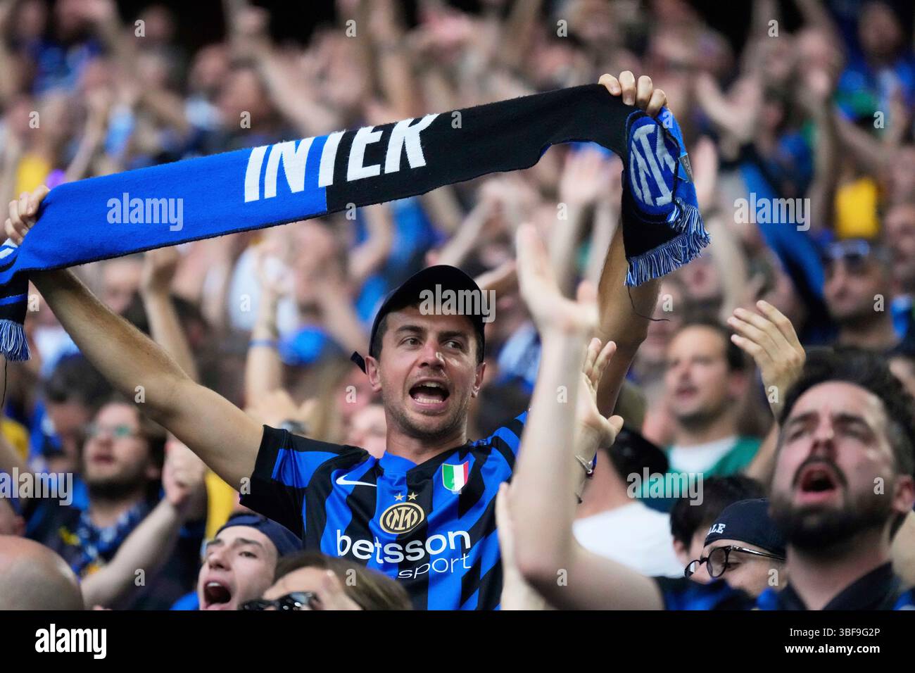 Inter Milan fans cheer before the Champions League final soccer match ...