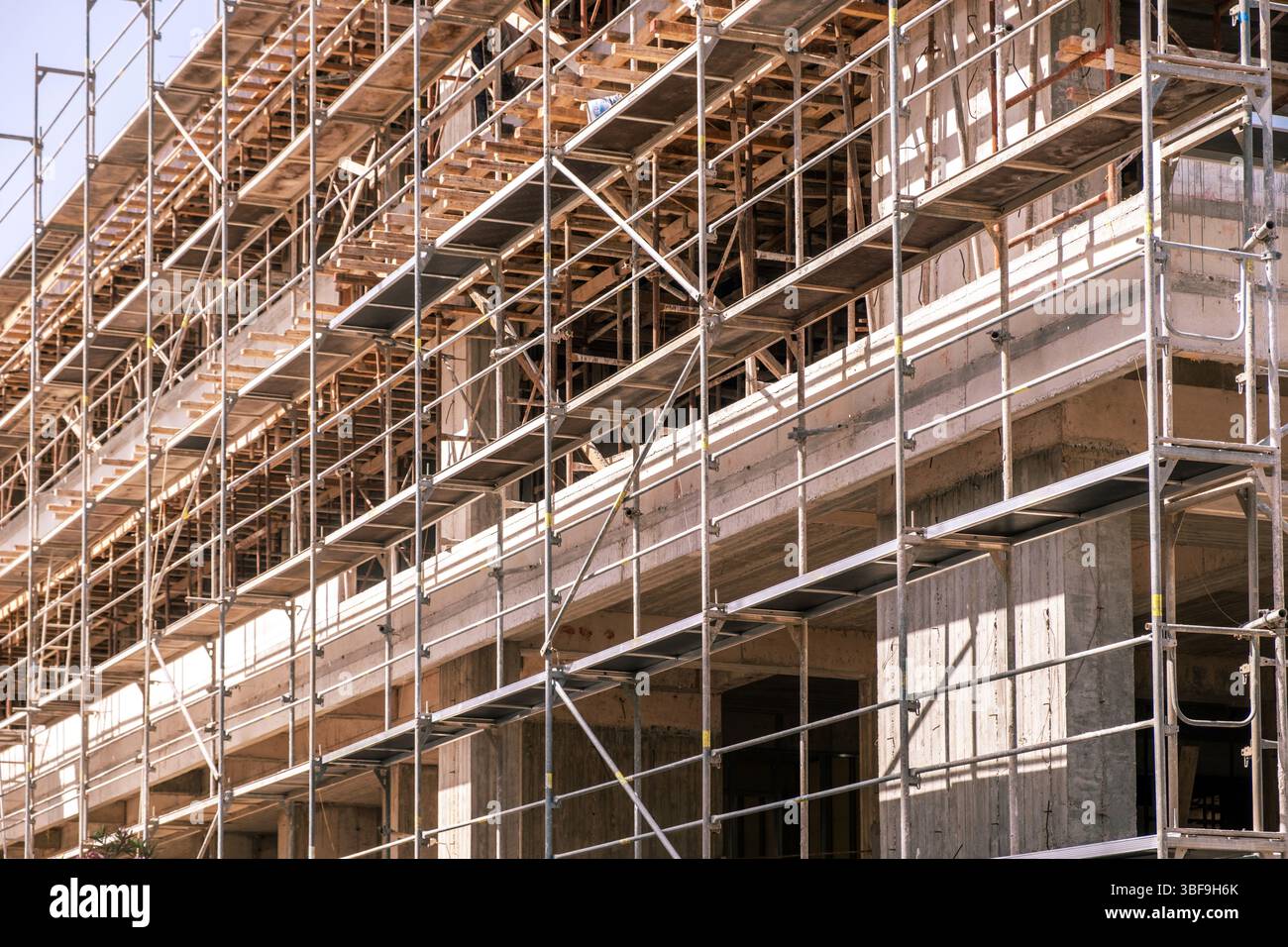 Building construction site, scaffolding system, under construction ...