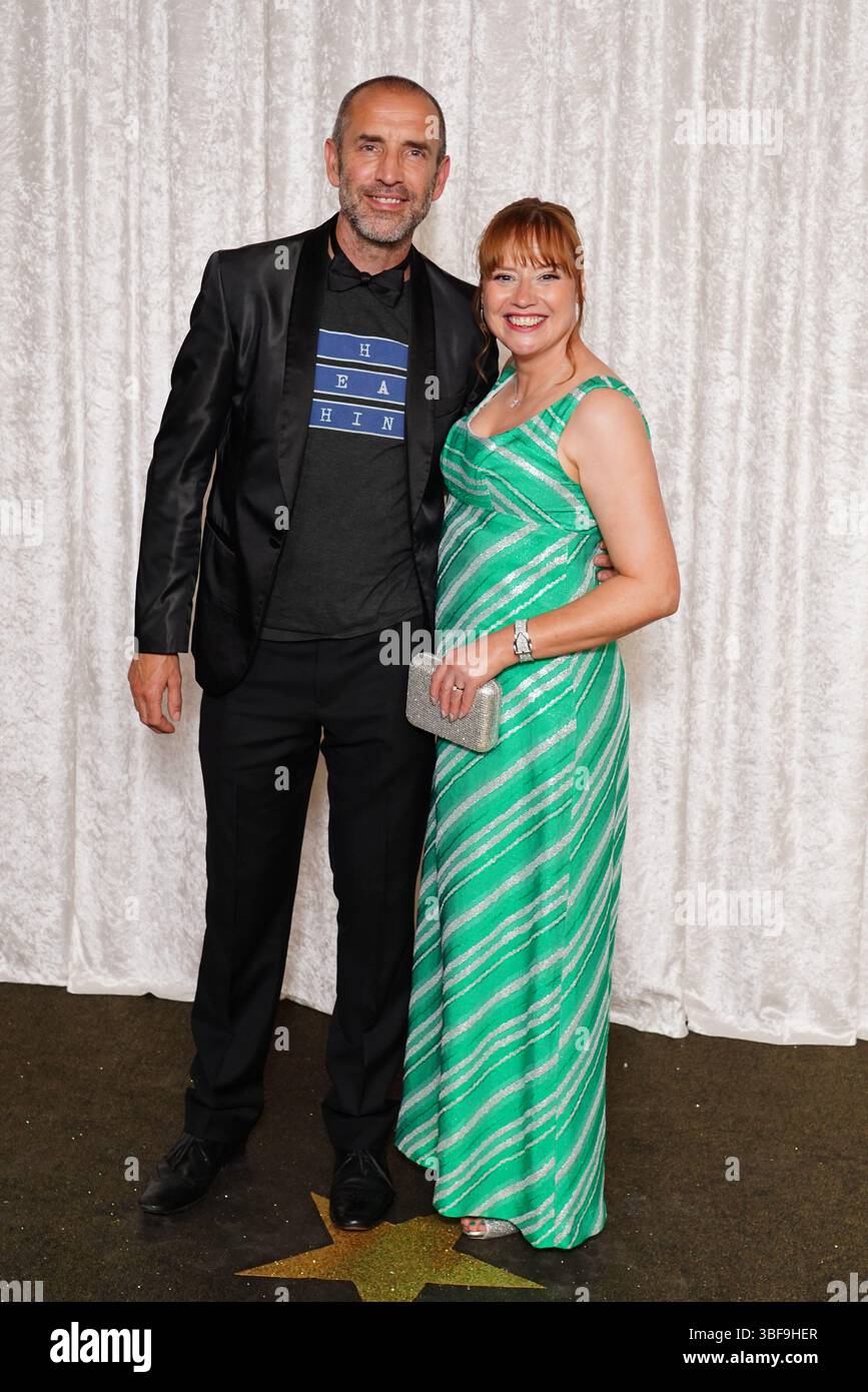 James Hooton and Karen Blick attending the British Soap Awards 2025 at ...