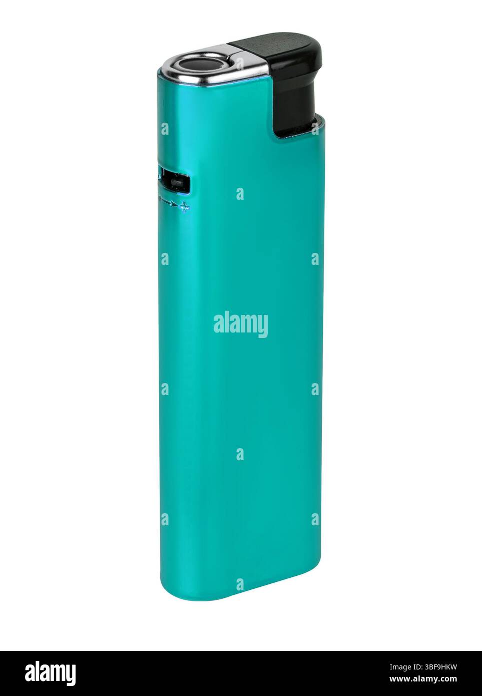 Metal gas lighter for lighting cigarettes and cigars. on a white ...