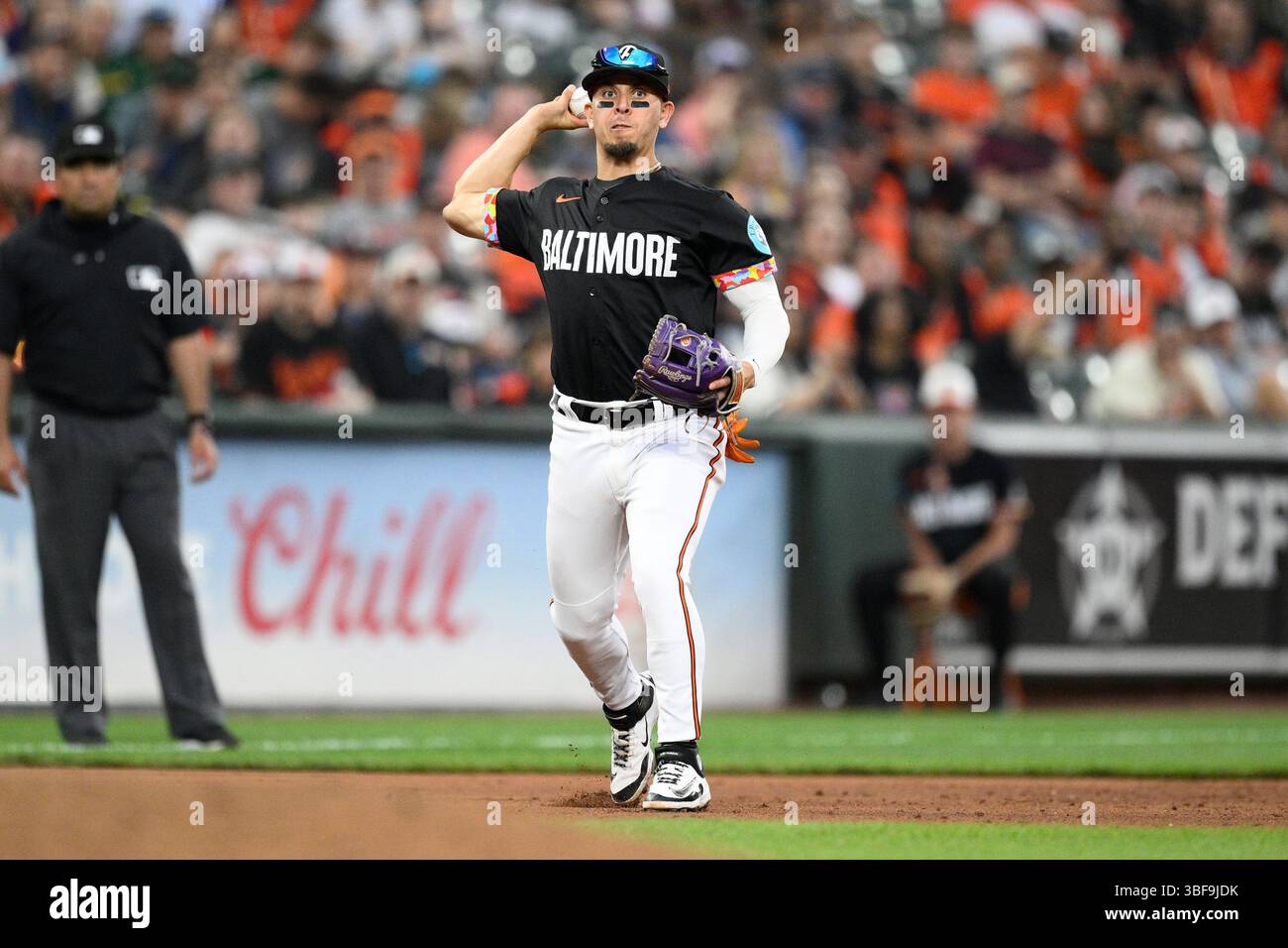 Baltimore Orioles third baseman Ramon Urias (29) in action during a baseball game against the ...