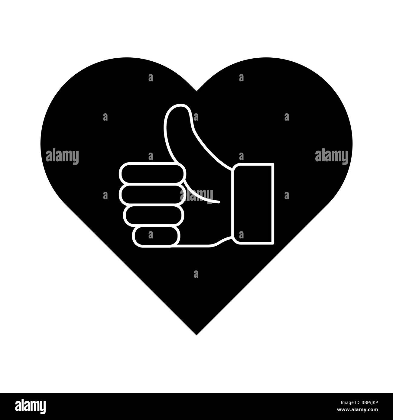 Thumbs Up Hand Inside Heart Symbol Vector Illustration. Vector ...