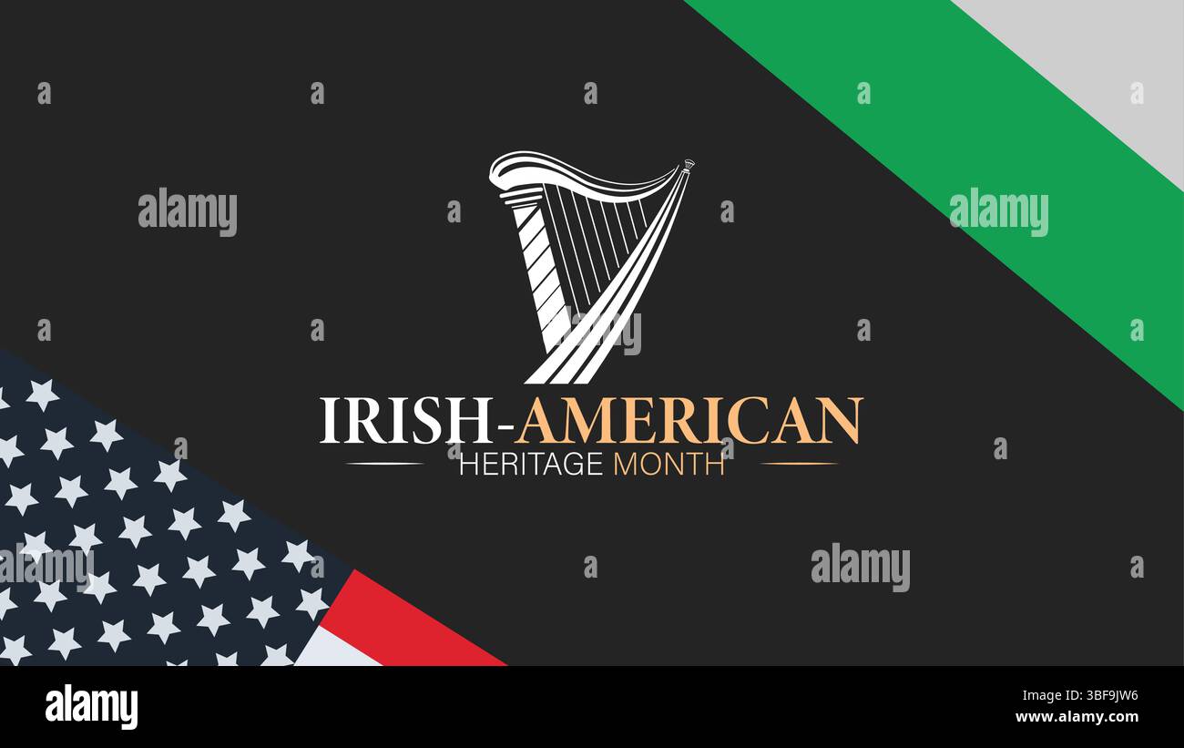 march is Irish American Heritage Month background design template with ...