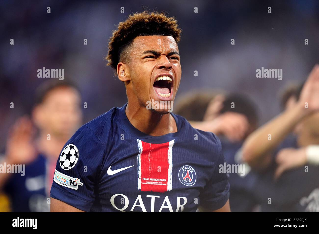 Paris Saint-Germain's Desire Doue celebrates their side's first goal of ...
