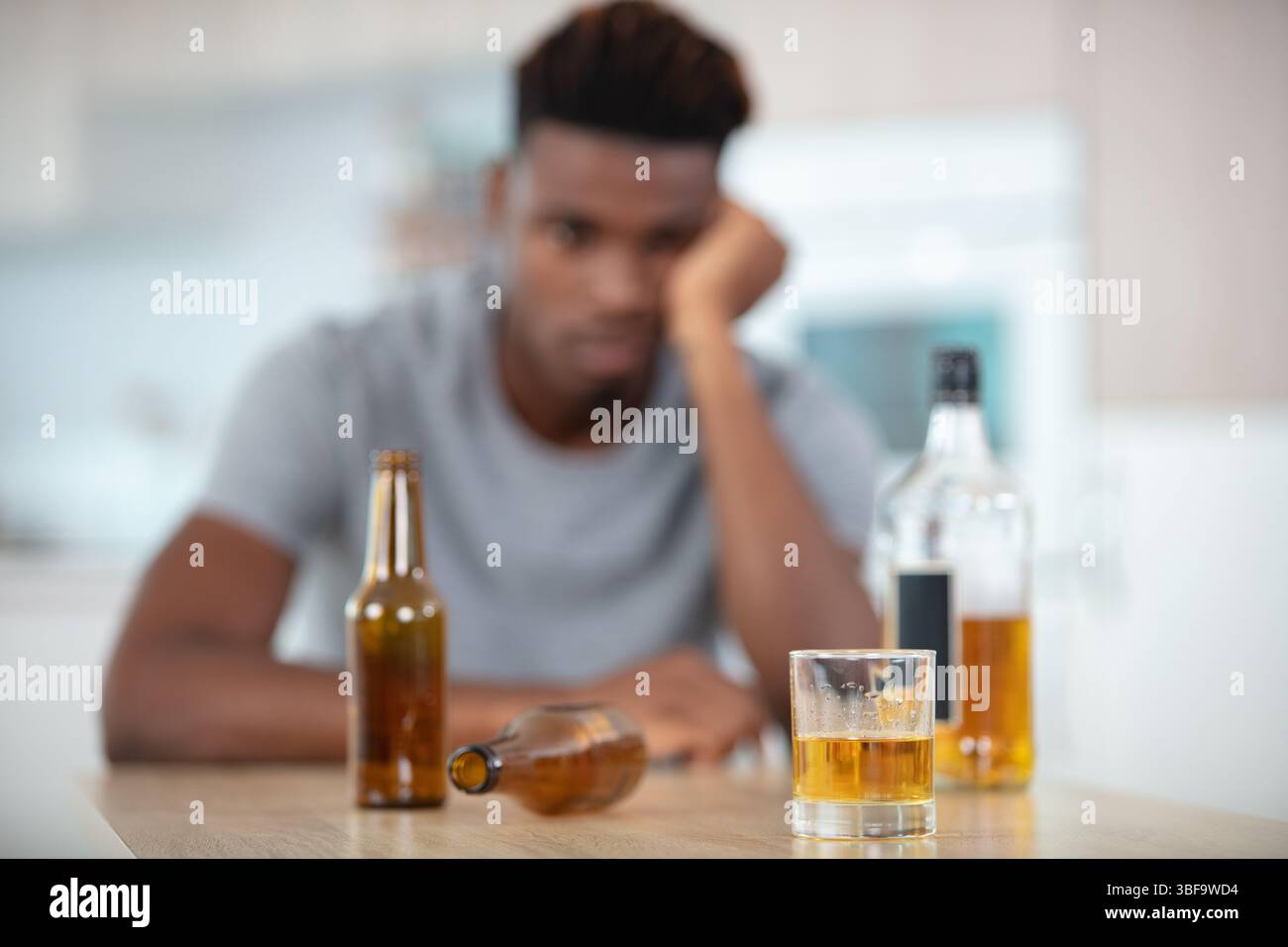 Depressed tired alcoholic young hi-res stock photography and images - Alamy