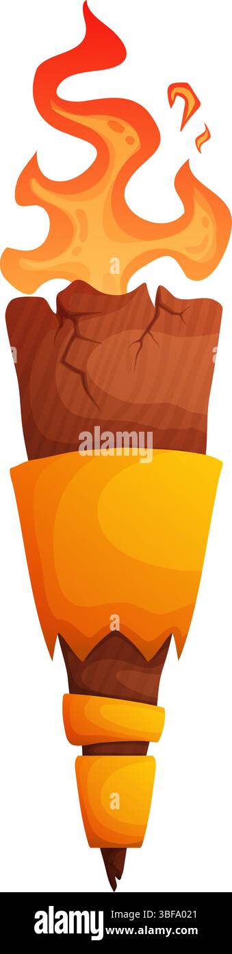 Isolated vector illustration of a cartoonstyle wooden torch. The torch ...