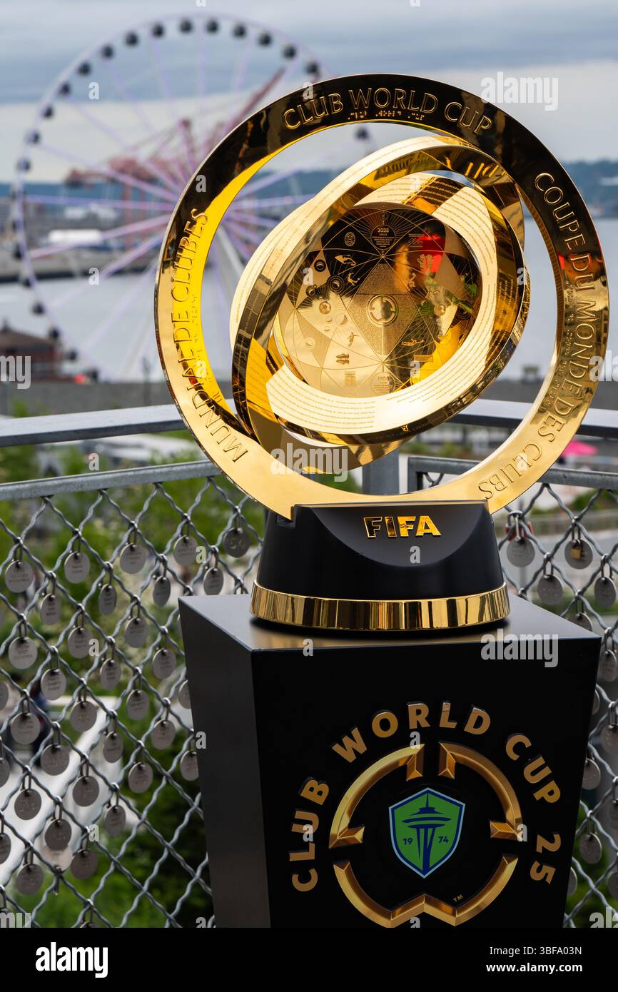 Seattle, USA. 31st May 2025. The Fifa Club World Cup Trophy makes its ...