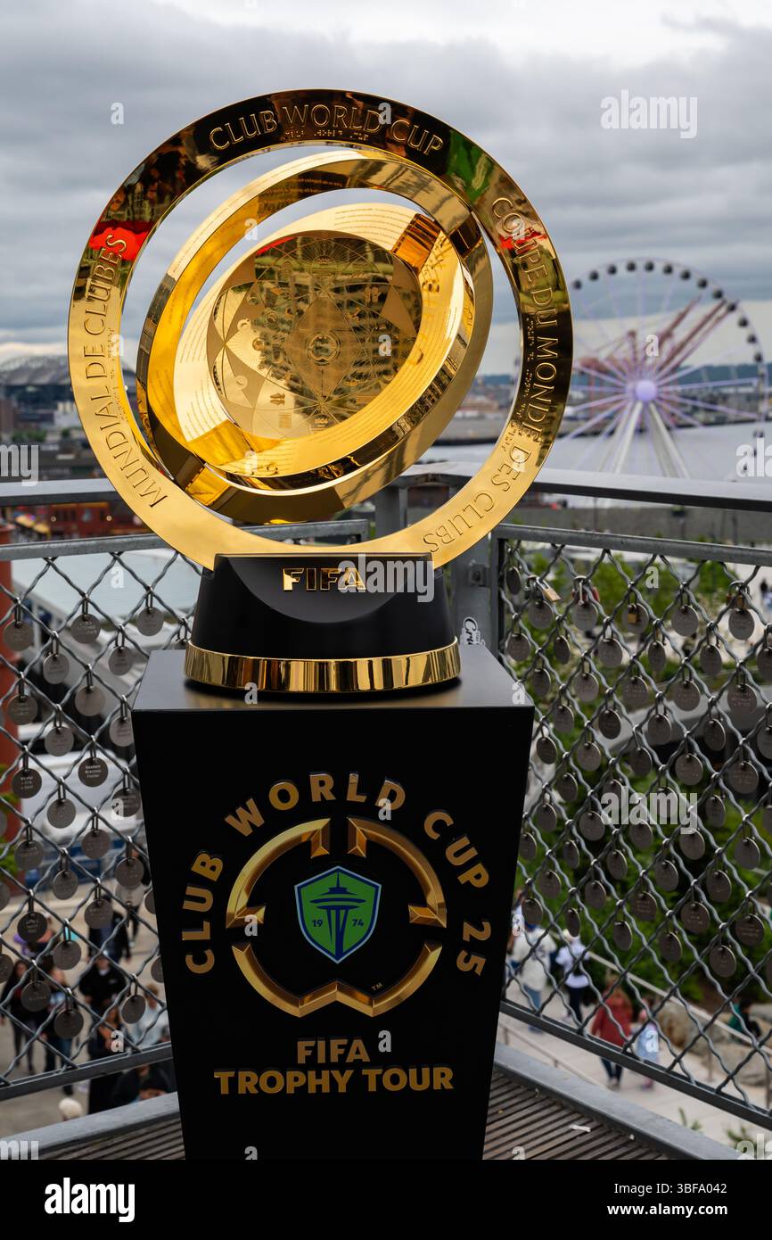 Seattle, USA. 31st May 2025. The Fifa Club World Cup Trophy makes its ...