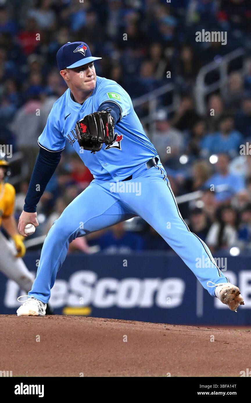 Toronto Blue Jays starting pitcher Braydon Fisher (63) throws to an ...