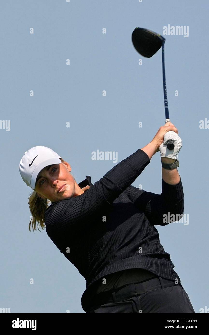 Maja Stark, of Sweden, hits on the 12th hole during the third round of ...