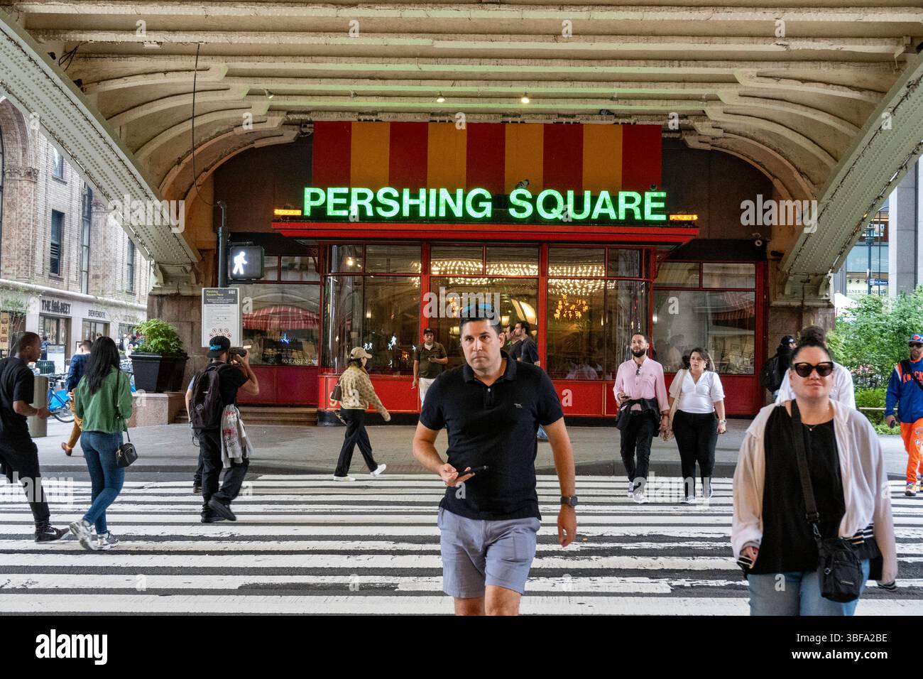 Pershing Square restaurant is located at the pedestrian crosswalk into ...