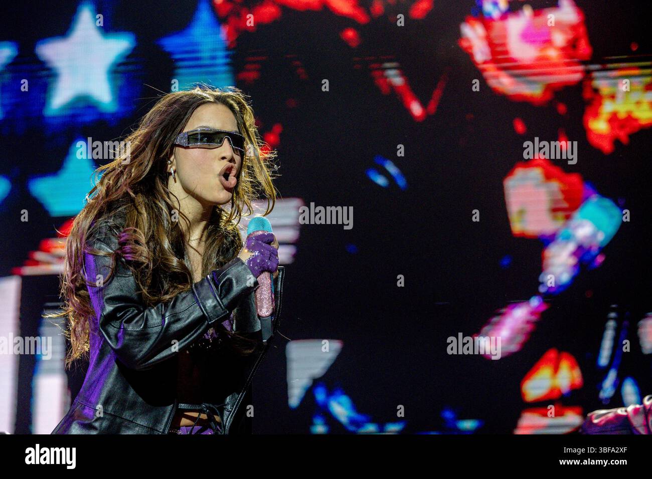 The Argentine singer Emilia Mernes, during her concert at the Movistar ...