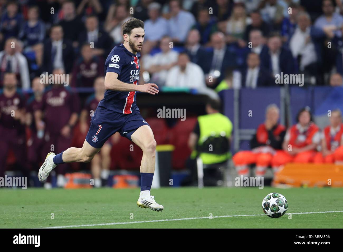 PSG's Khvicha Kvaratskhelia in action to score during the Champions ...