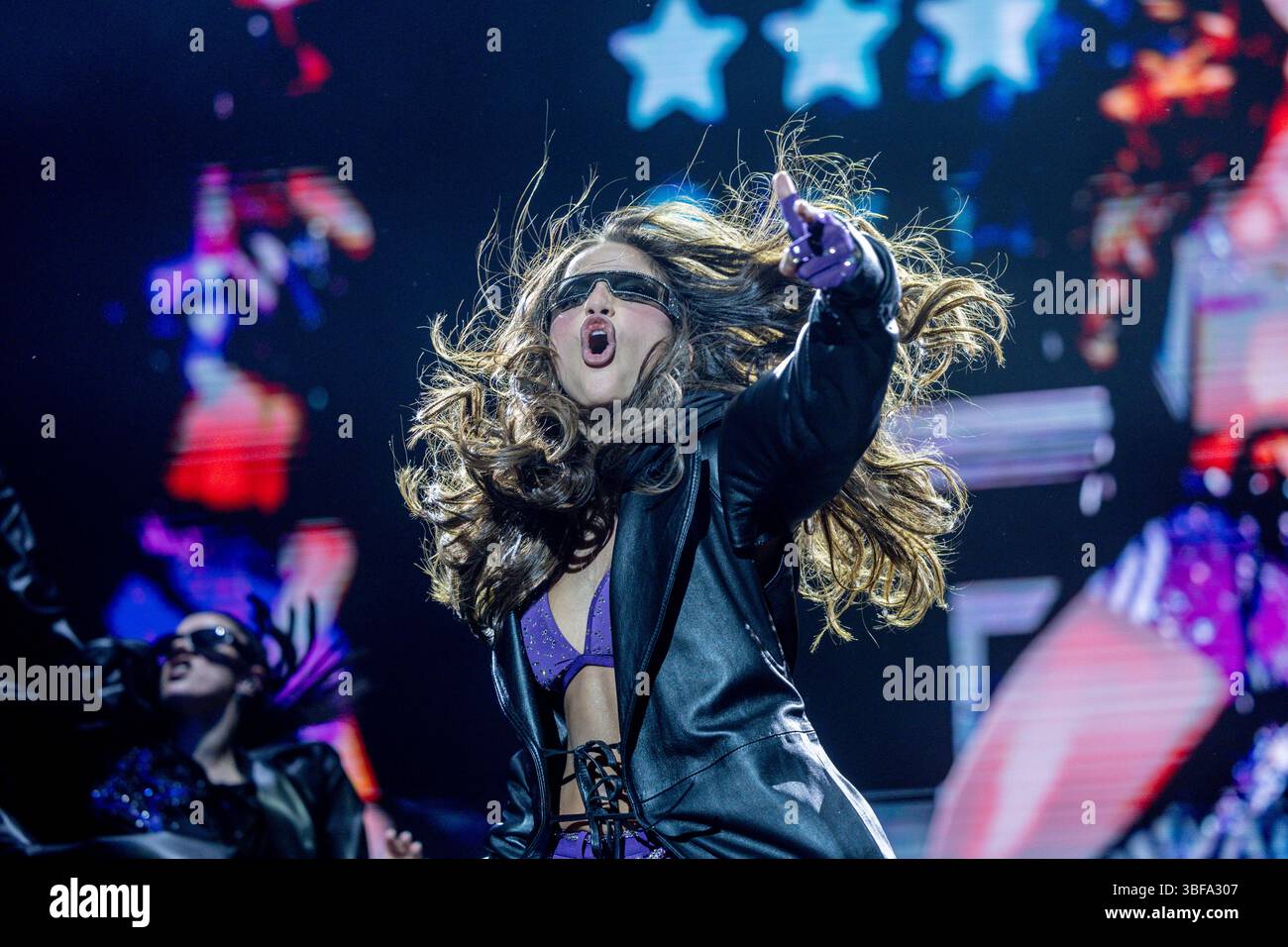 The Argentine singer Emilia Mernes, during her concert at the Movistar ...