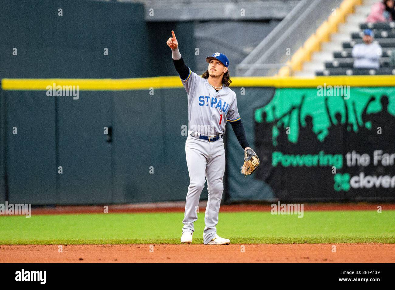 Omaha, NE U.S. 27th May, 2025. St. Paul Saints shortstop Ryan ...
